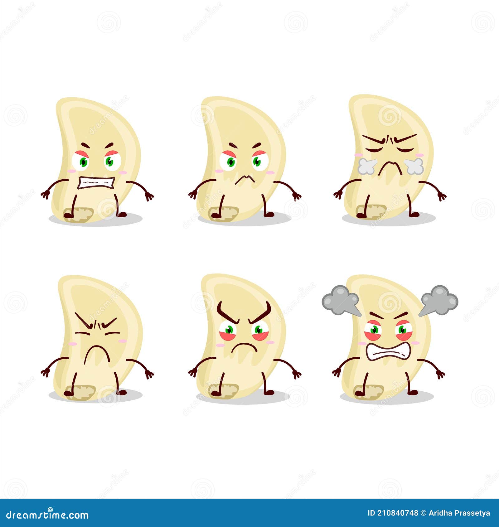 Slice of Garlic Cartoon Character with Various Angry Expressions Stock ...