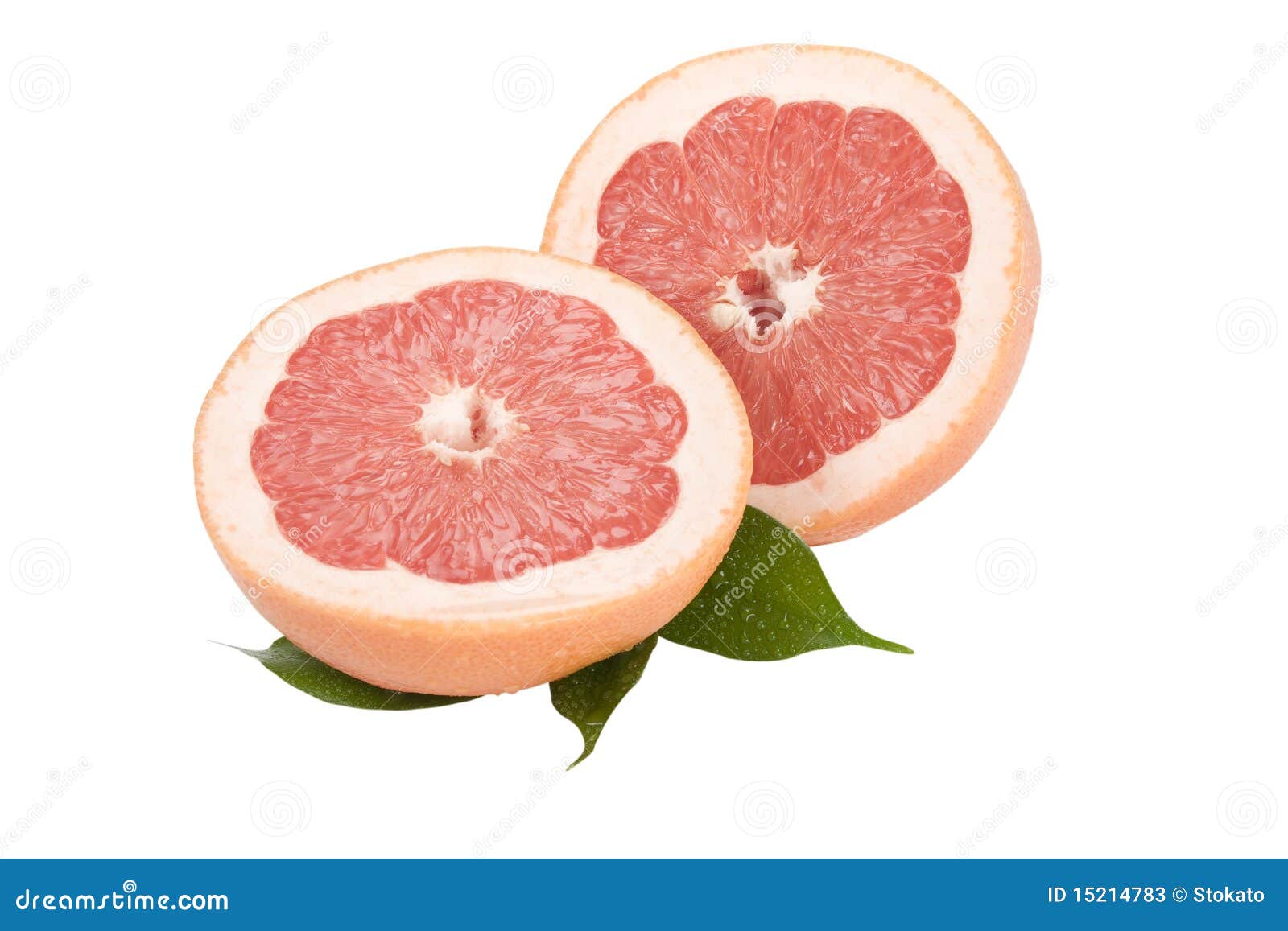Slice Grapefruit with Leaves on a White Background Stock Image - Image ...