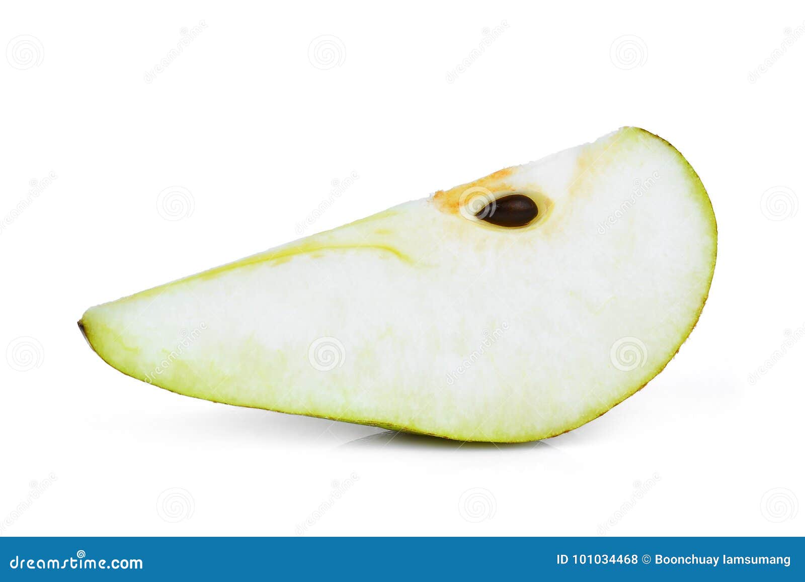 Slice of Green Packham Pear Isolated on White Stock Photo - Image of ...