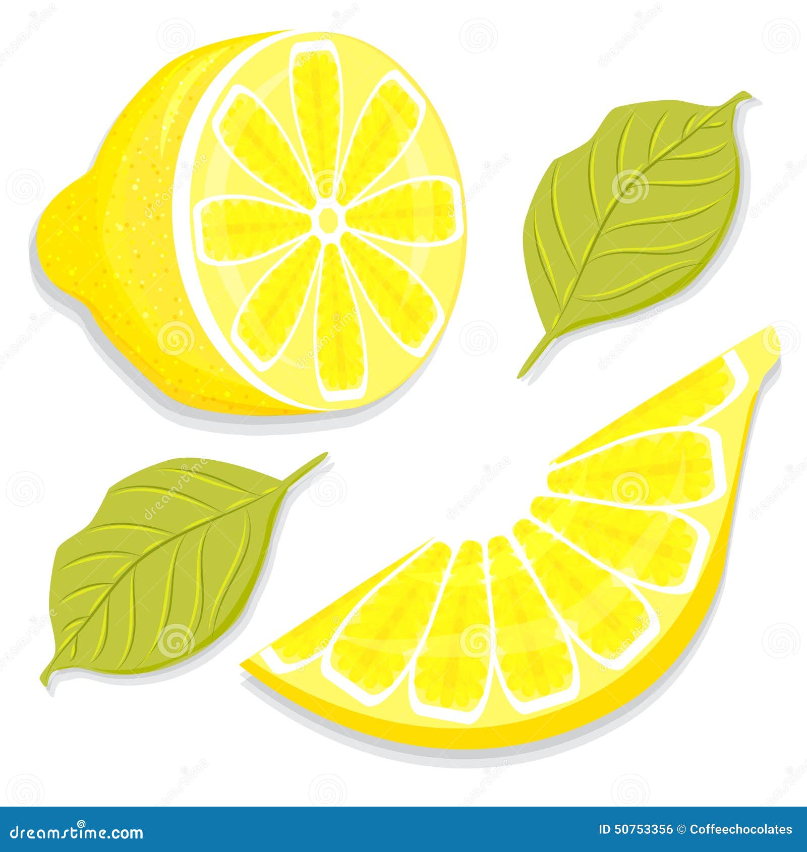 Slice and Half of Lemon Vector Stock Vector - Illustration of natural ...
