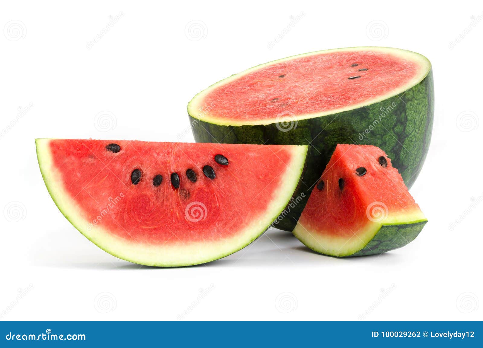 Slice and Half of Watermelon Isolate on White Stock Photo - Image of ...