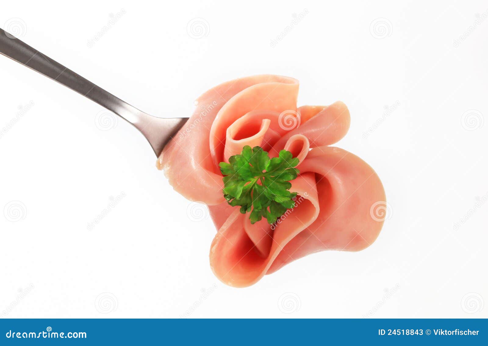 Slice of ham on fork stock image. Image of fresh, slice - 24518843