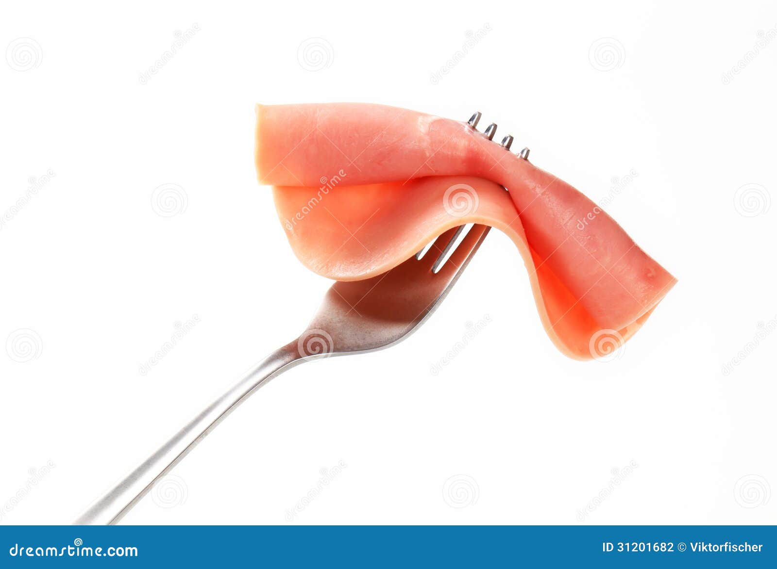 Slice of ham on fork stock photo. Image of meat, chicken - 31201682