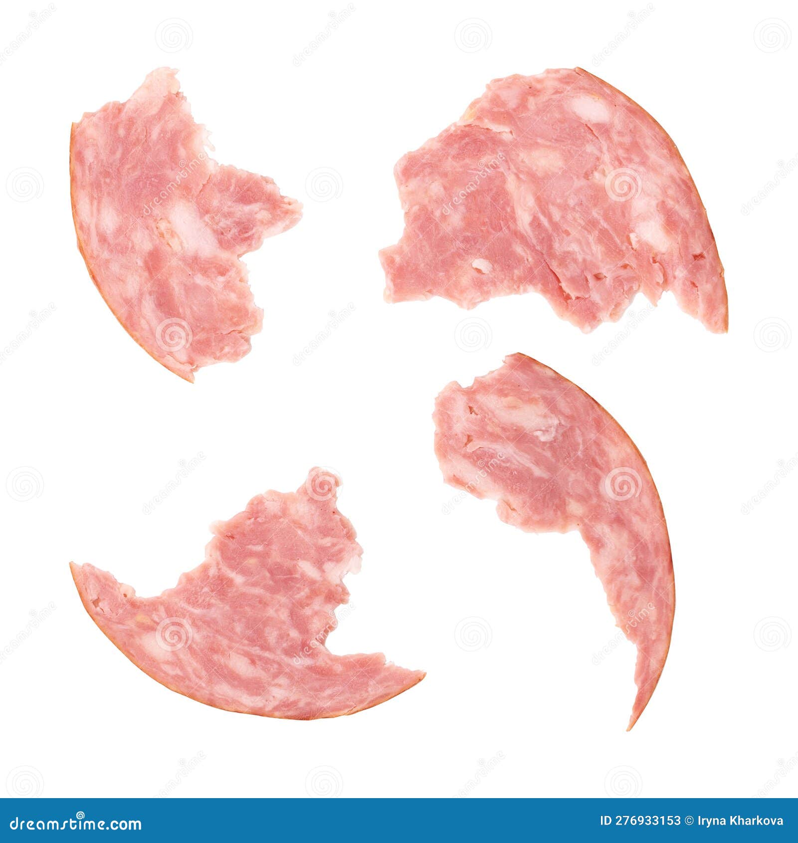 Slice of Ham Isolated on White Background Stock Image - Image of white ...