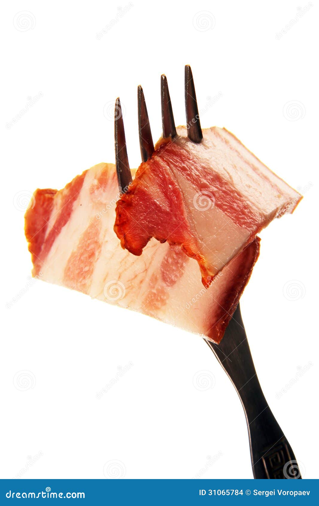 A Slice of Ham on a Steel Fork. Stock Photo - Image of cooked, sausage ...
