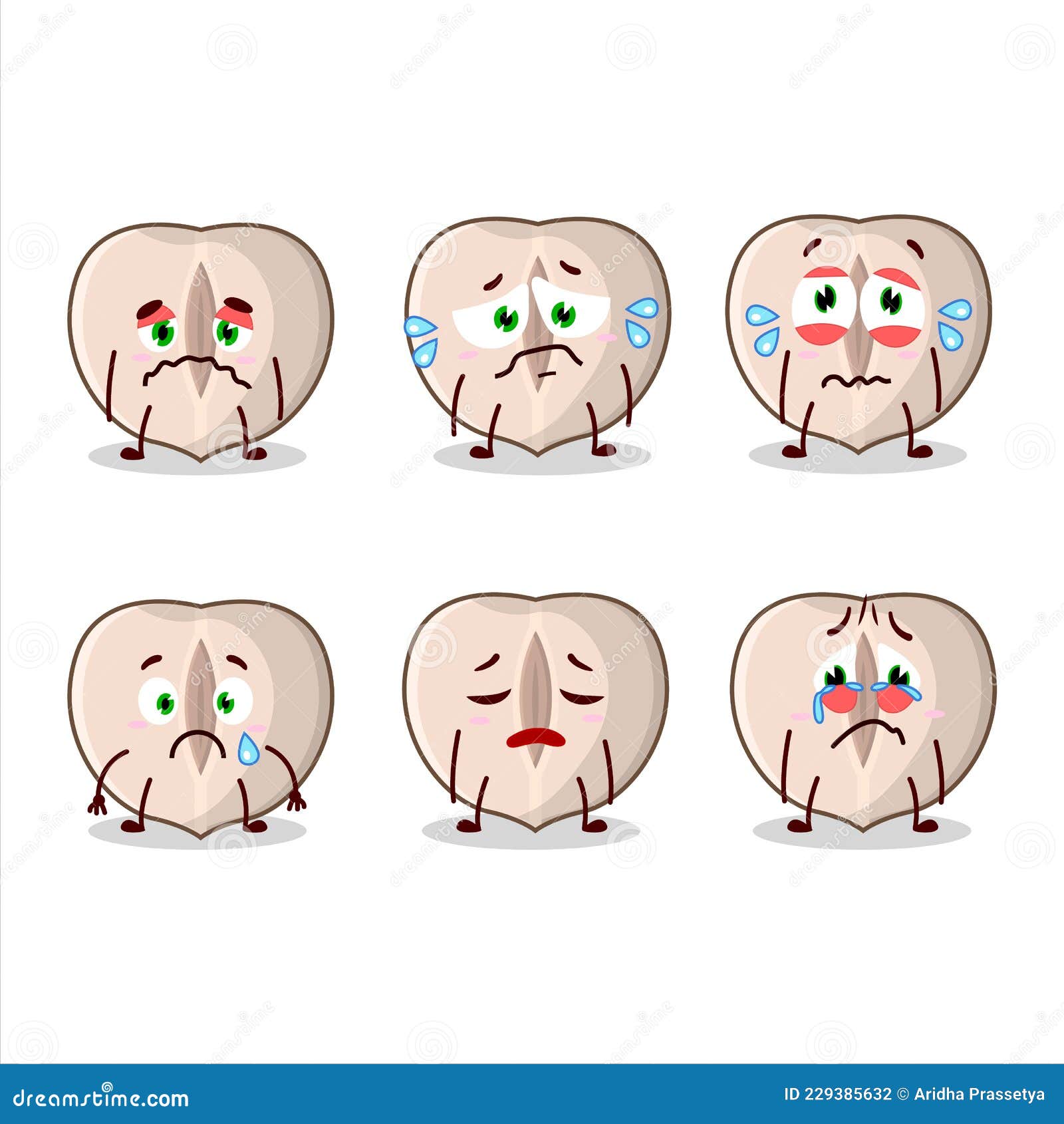 Slice Hazelnut Cartoon Character with Sad Expression Stock Vector ...