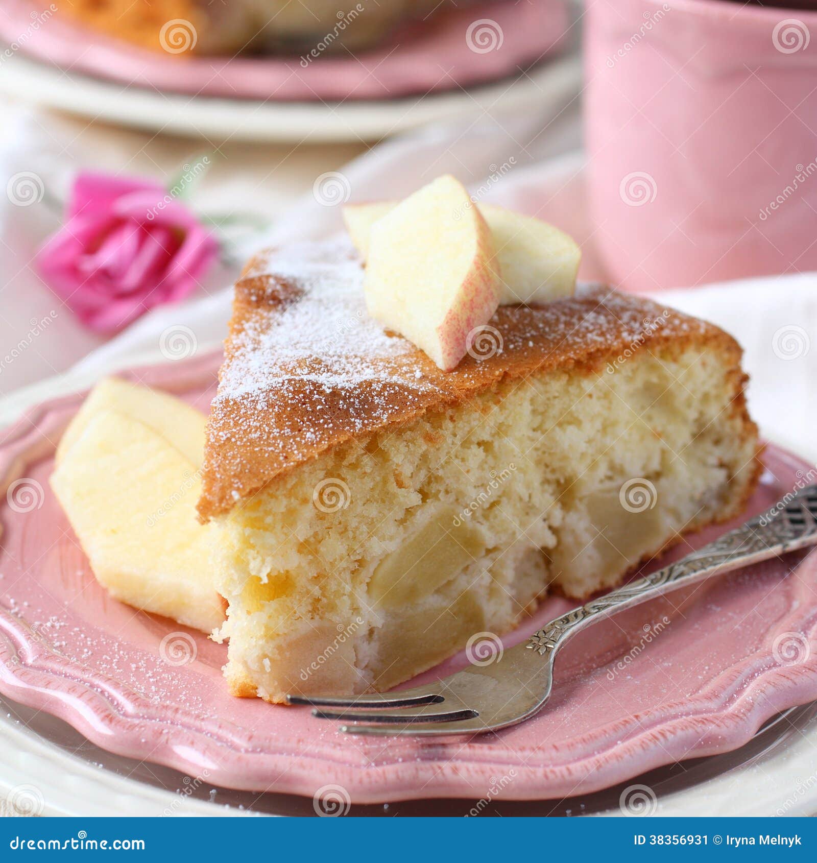 Slice of Homemade Apple Sponge Cake on Pink Plate Stock Image - Image ... Slice of Homemade Apple Sponge Cake on Pink Plate Stock Image - Image ...