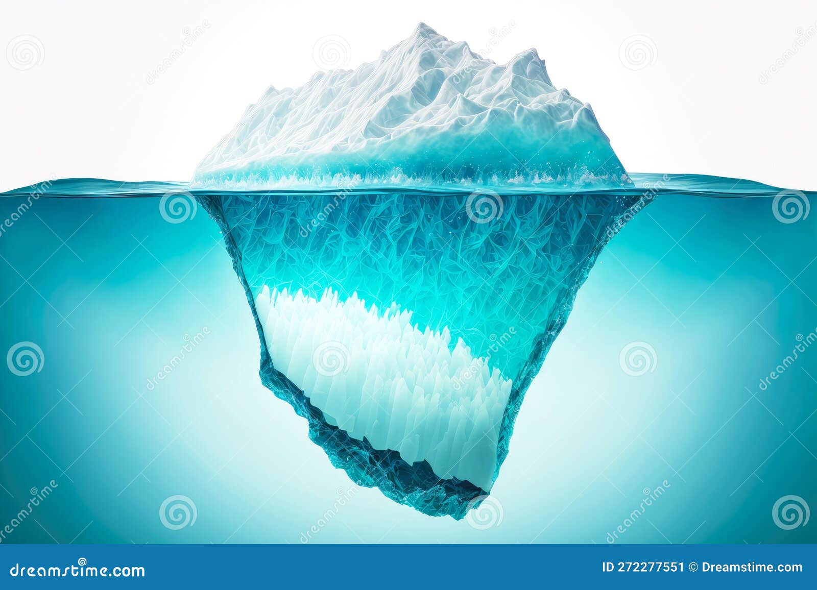 Slice Of Huge Floating Iceberg On White Background, Its Underwater And ...