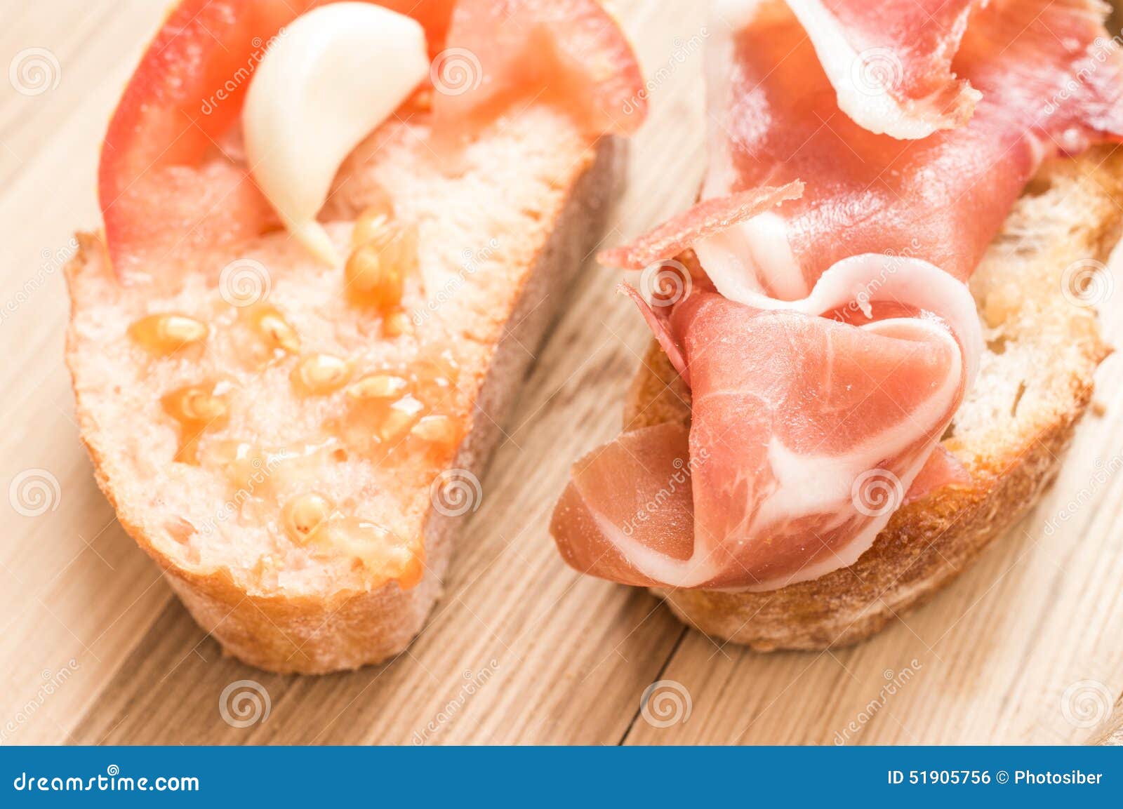 Slice of Jamon Snack on Tapas Stock Photo - Image of sandwich, snack ...