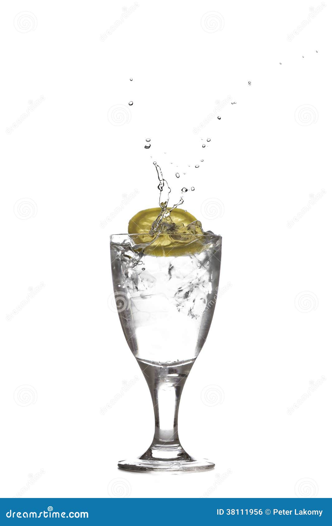 Slice of lemon in Glass stock photo. Image of purity - 38111956