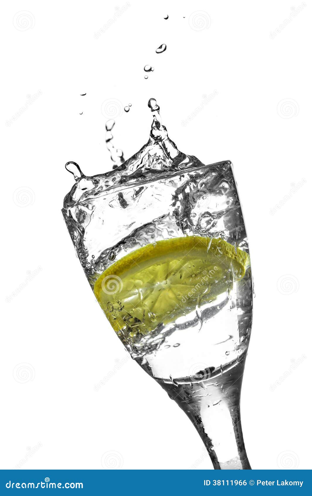 Slice of lemon in Glass stock photo. Image of drink, shape - 38111966