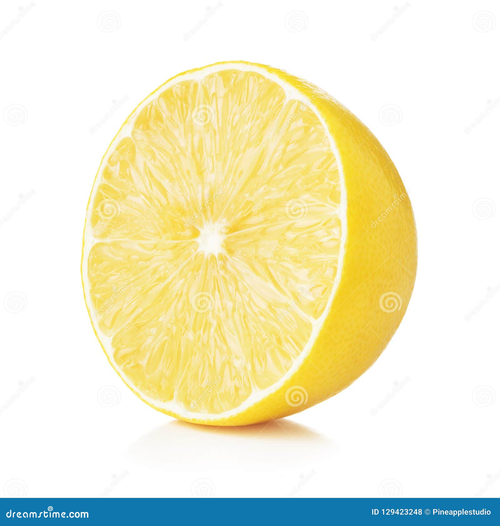 Slice of lemon stock photo. Image of juicy, slice, white - 129423248
