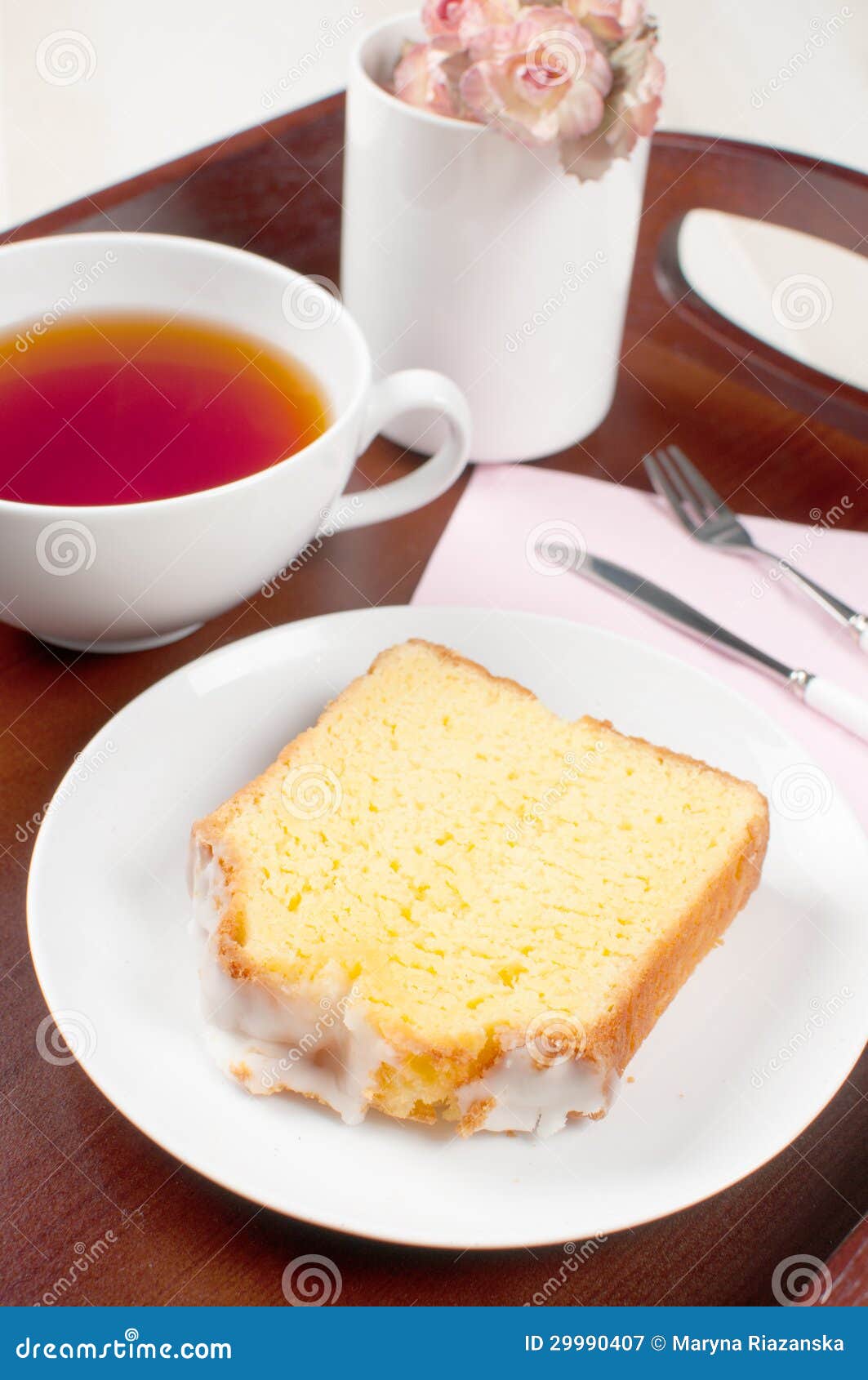 Slice of Lemon Sponge Cake with Tea Stock Image - Image of cake, loaf ...