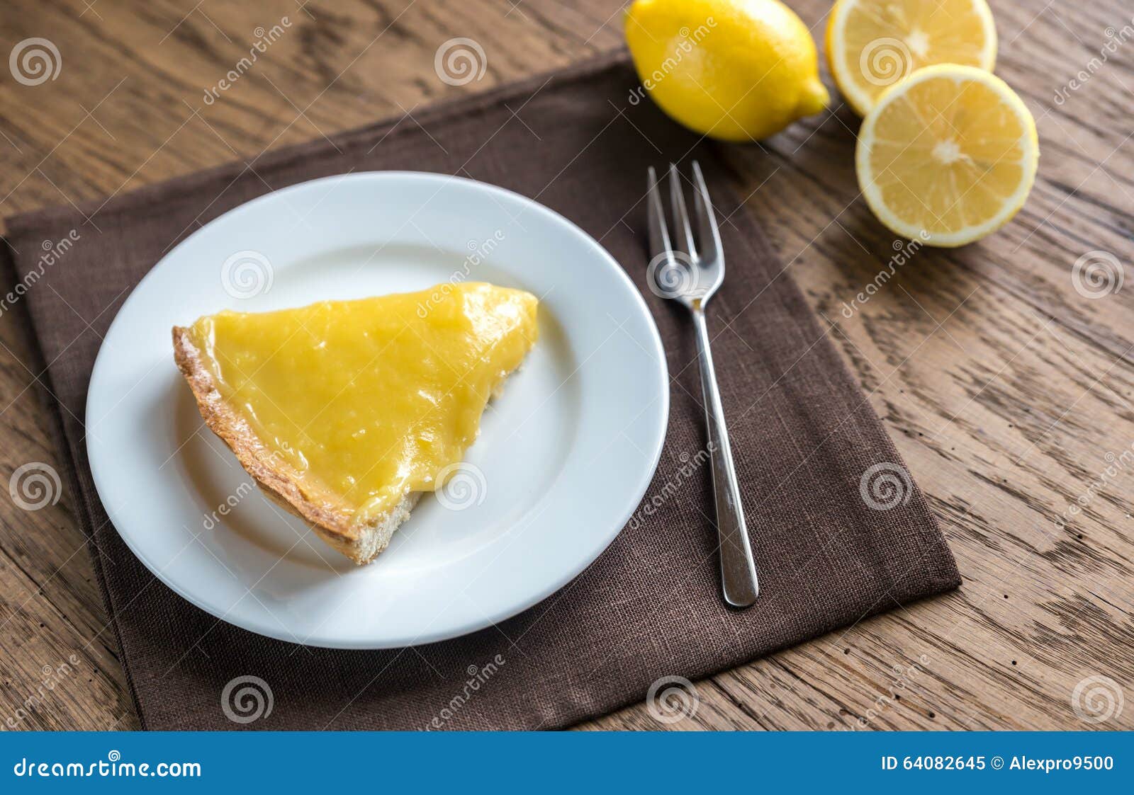 Slice of Lemon Tart on the Plate Stock Image - Image of citrus, curd ...