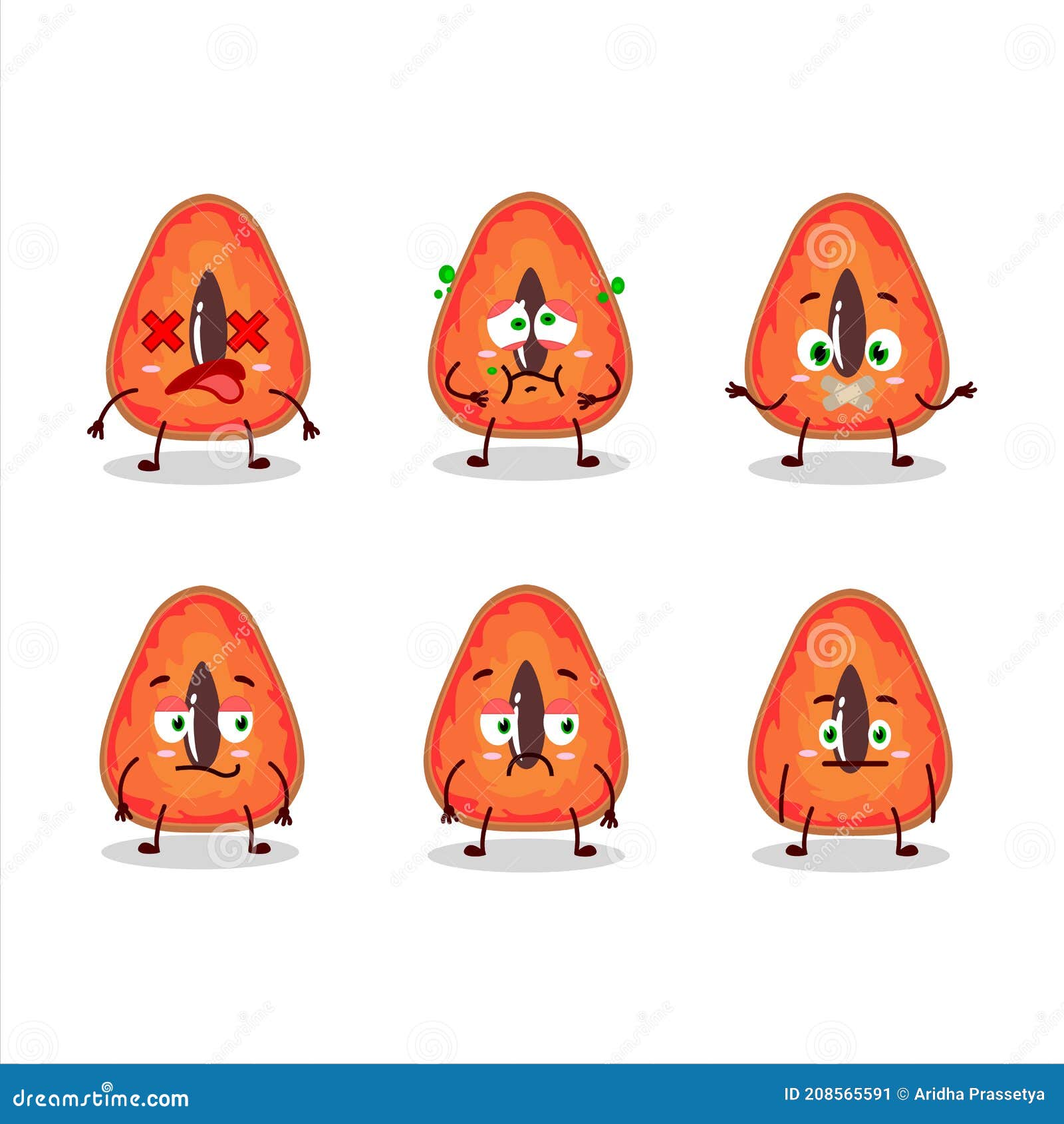 Slice of Mamey Cartoon Character with Nope Expression Stock Vector ...