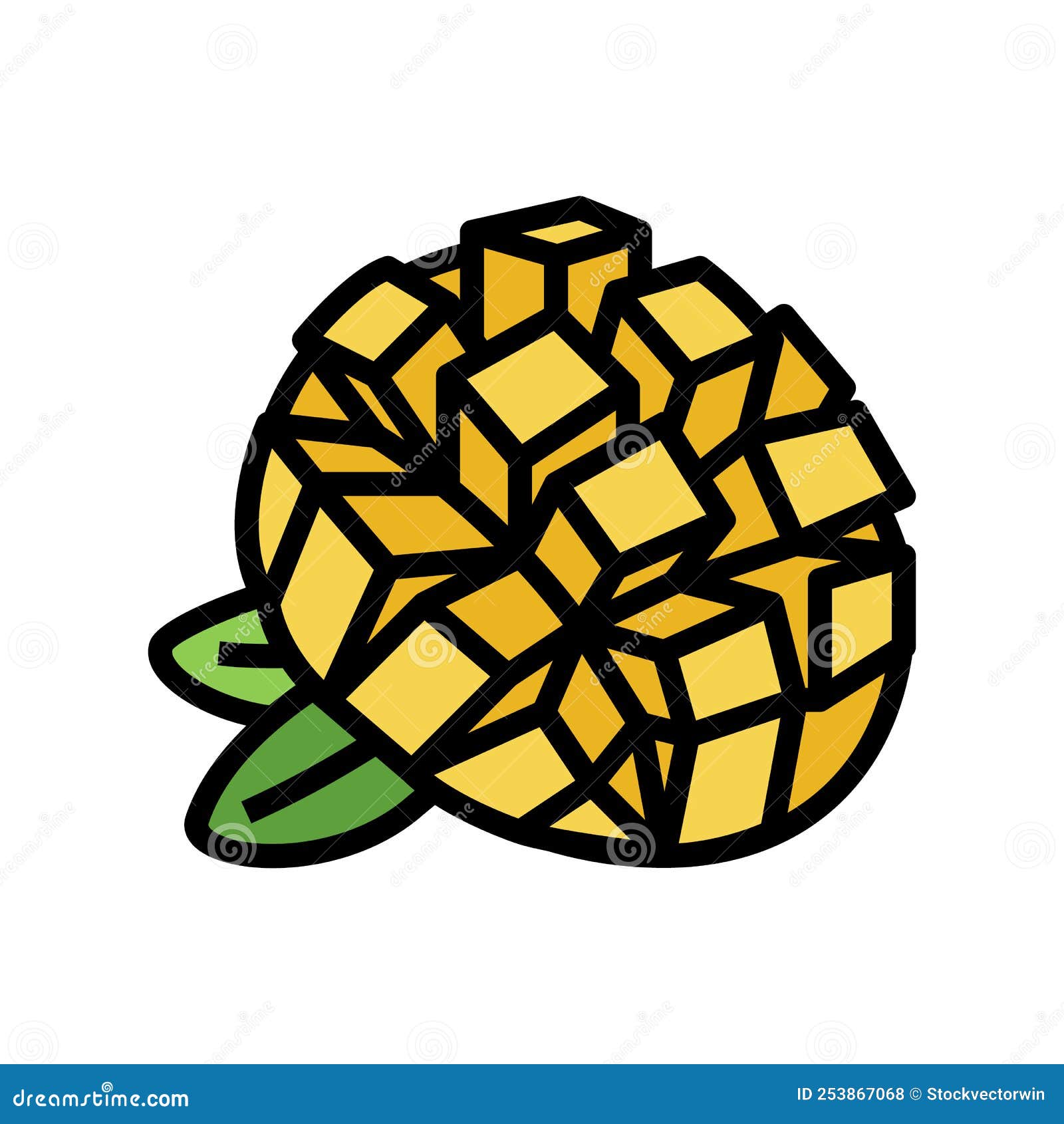 Slice Mango Cube Leaf Color Icon Vector Illustration Stock Vector ...