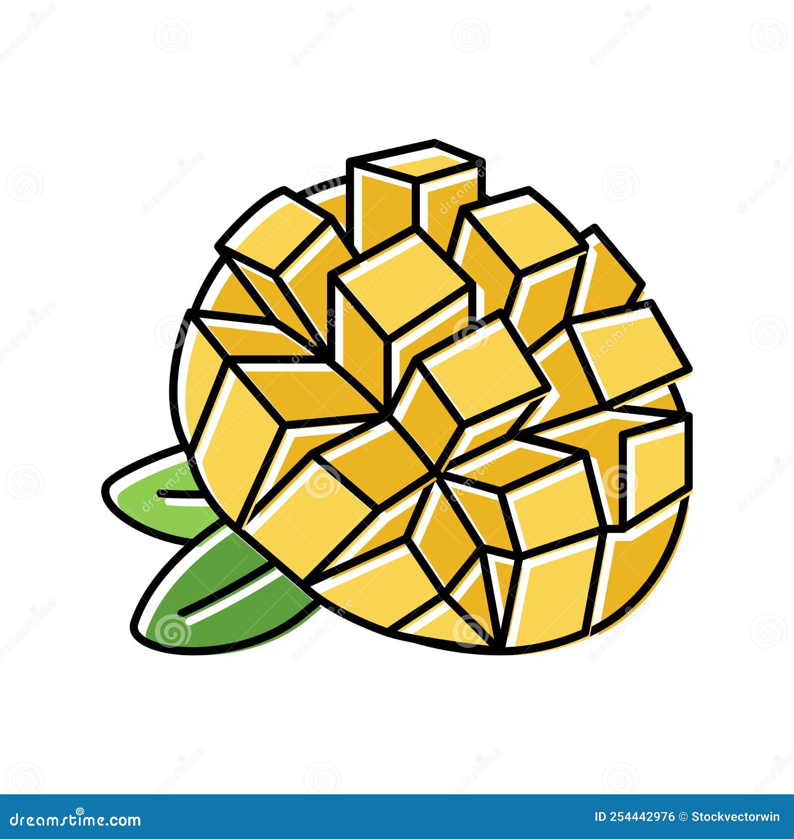 Slice Mango Cube Leaf Color Icon Vector Illustration Stock Vector ...