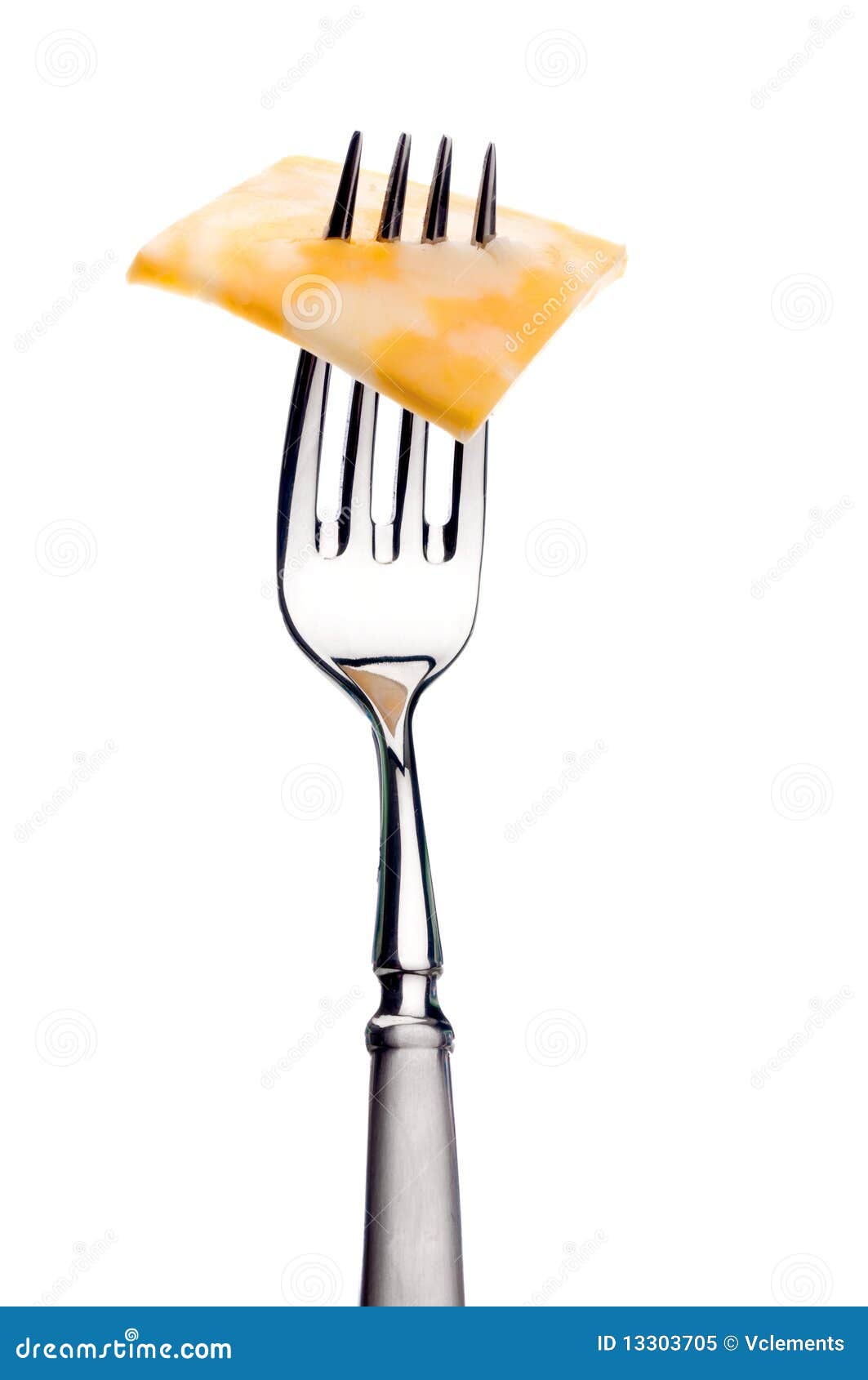 A Slice of Marbled Cheese on a Silver Fork Stock Image - Image of ...