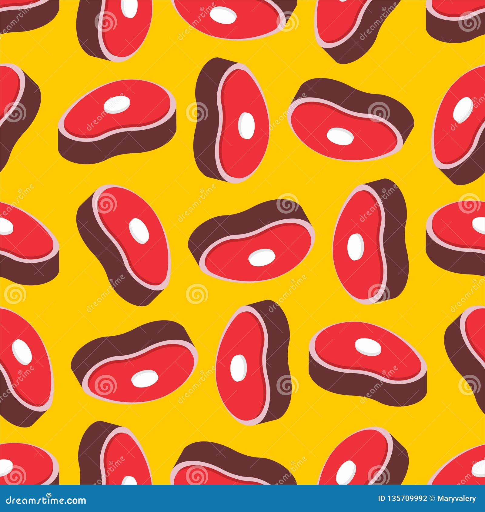 Slice Meat Pattern Seamless. Pork on Bone Background Stock Vector ...