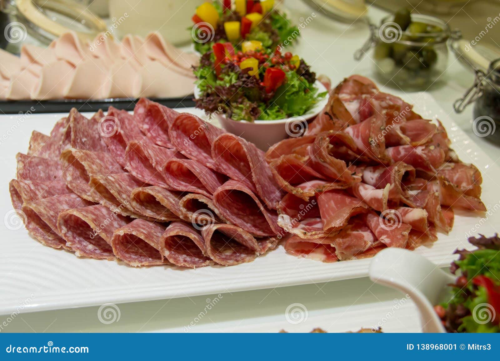 Slice Mixed Cold Cut on Plate Stock Image - Image of closeup, platter ...