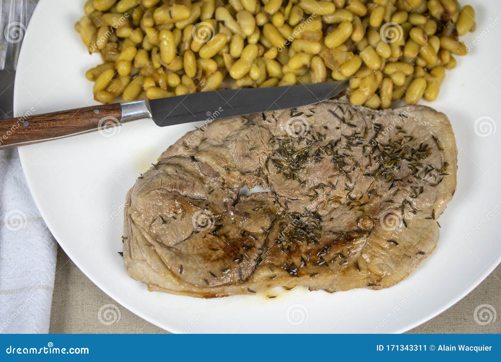 Slice of Mutton Leg and Flageolet Beans Stock Image - Image of lamb ...