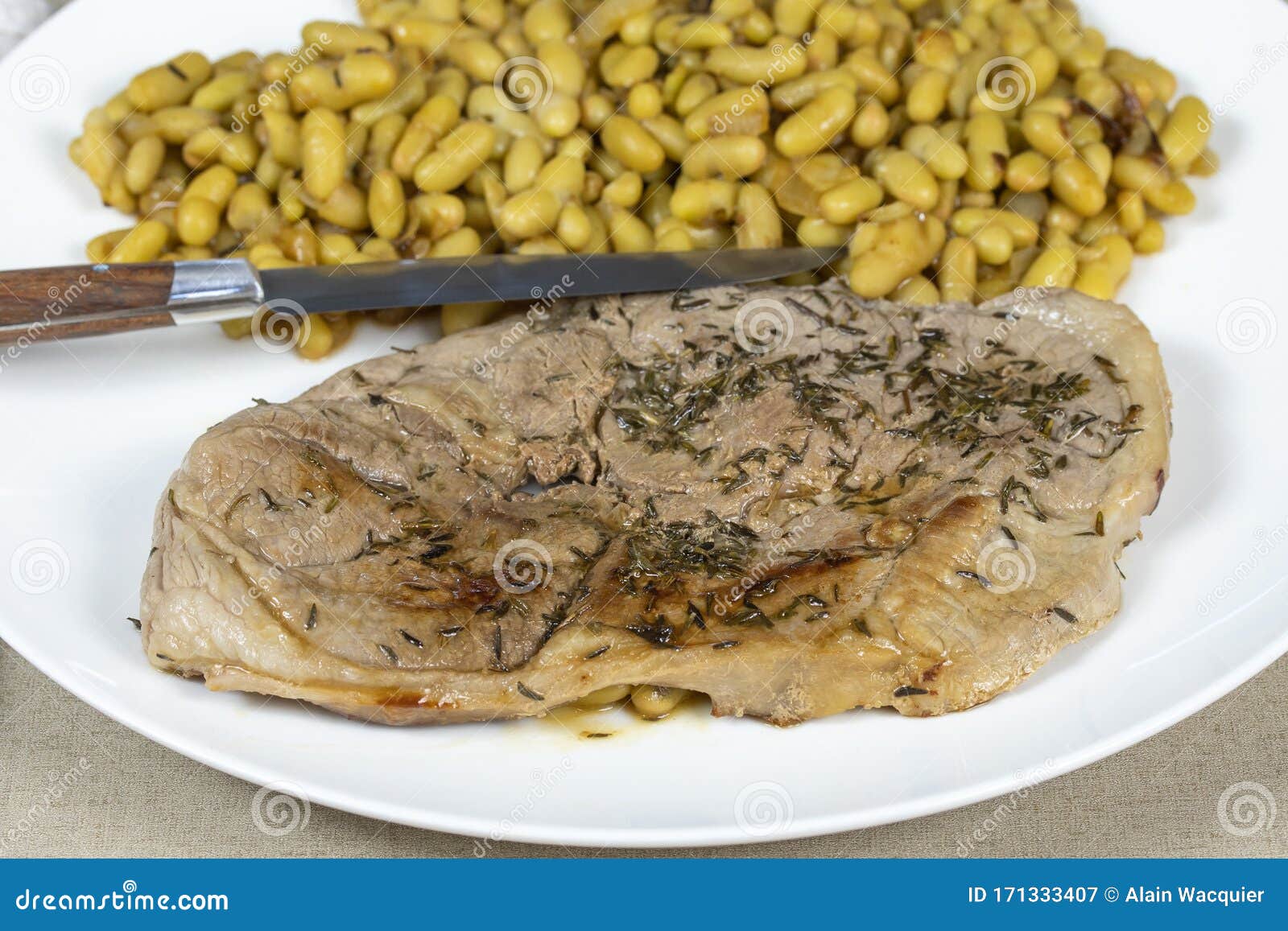 Slice of Mutton Leg and Flageolet Beans Stock Image - Image of beans ...