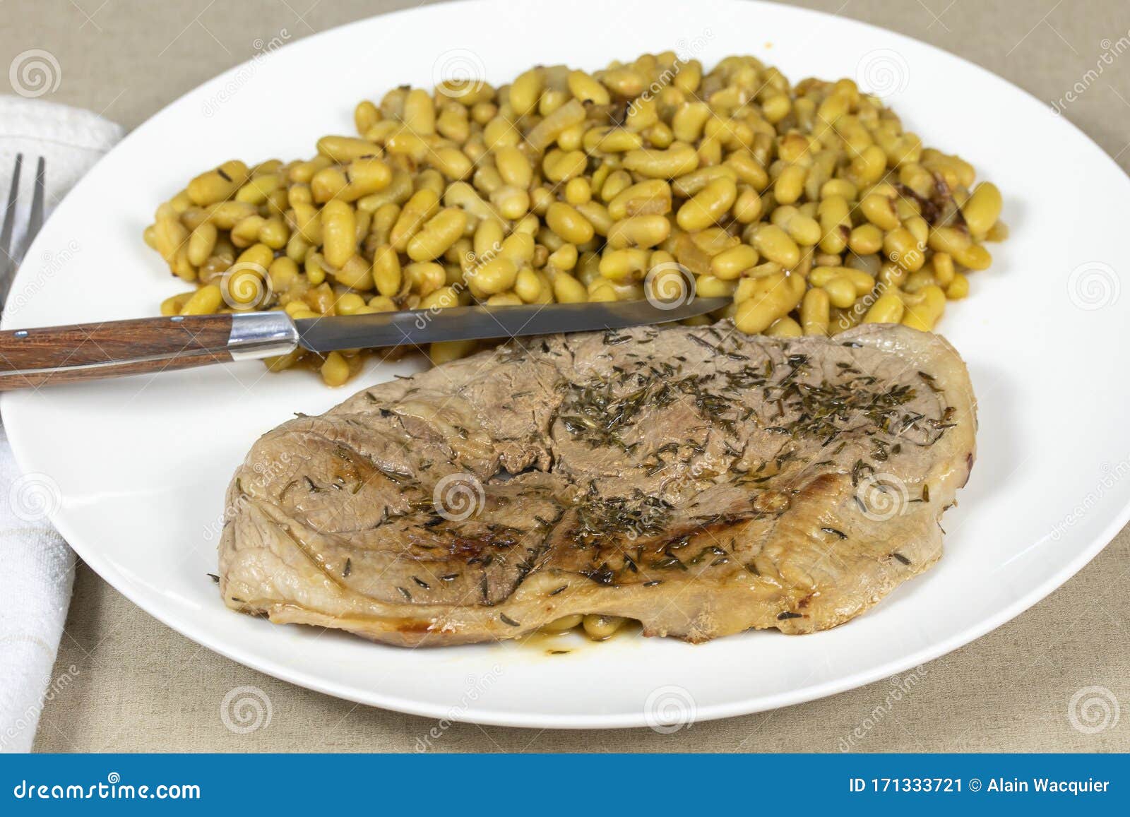 Slice of Mutton Leg and Flageolet Beans Stock Image - Image of beans ...