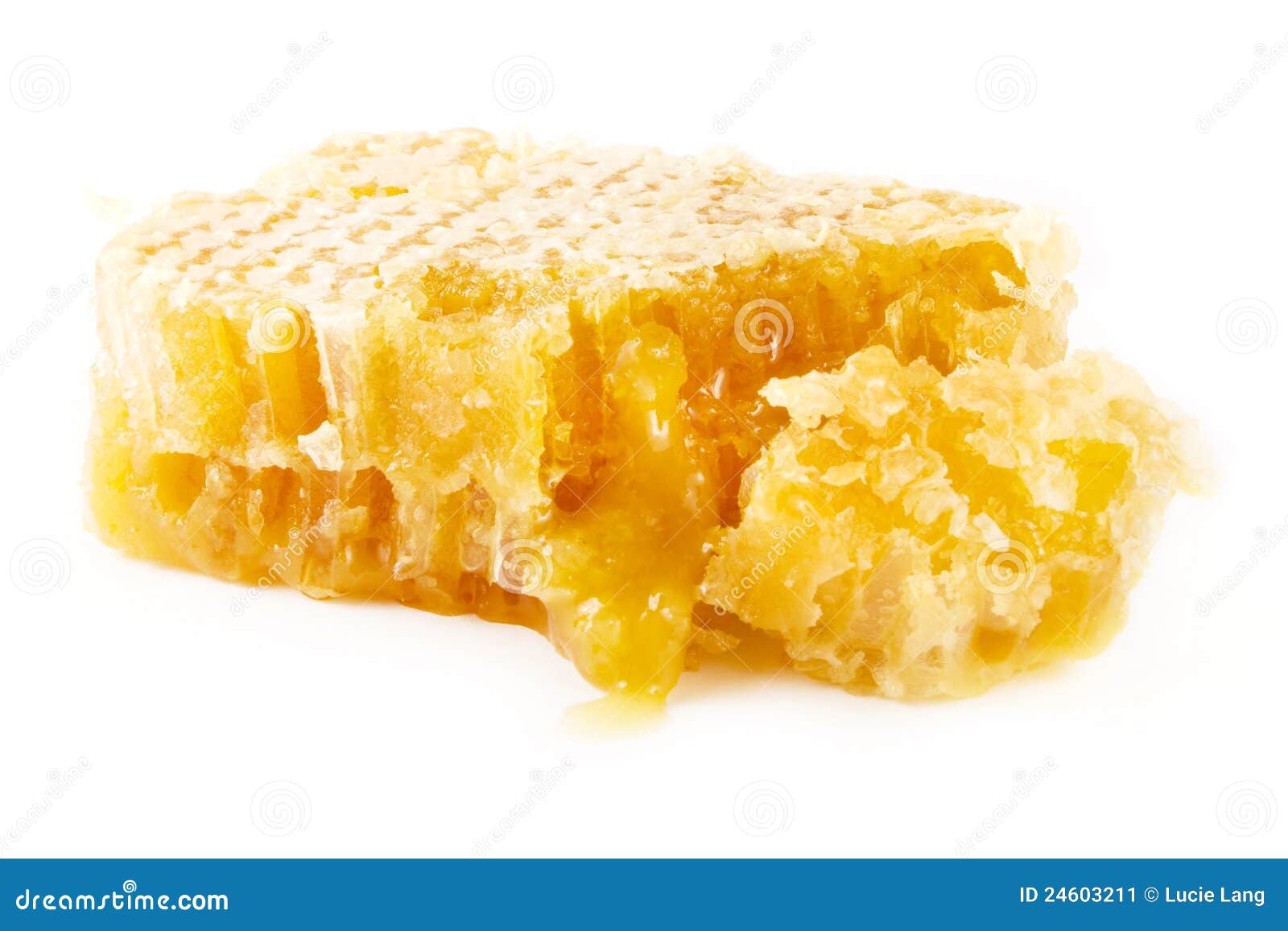 Slice of Natural Honeycomb Over White Stock Image - Image of nature ...