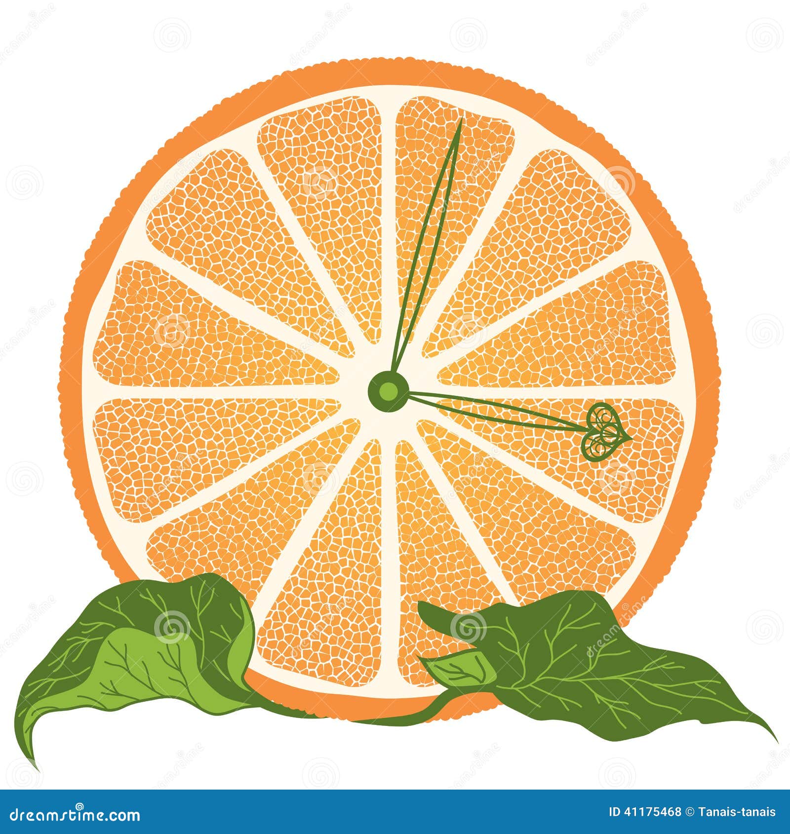 Slice of orange as clock stock vector. Illustration of eps10 - 41175468