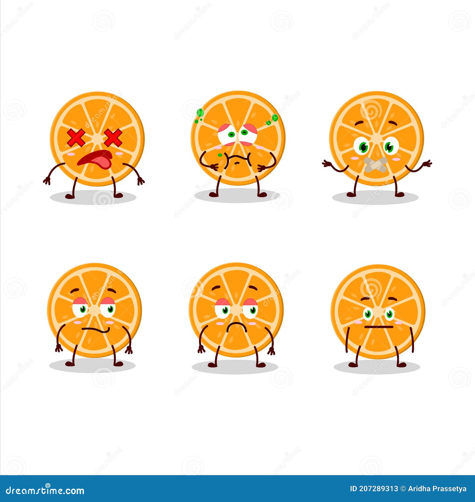 Slice of Orange Cartoon Character with Nope Expression Stock Vector ...