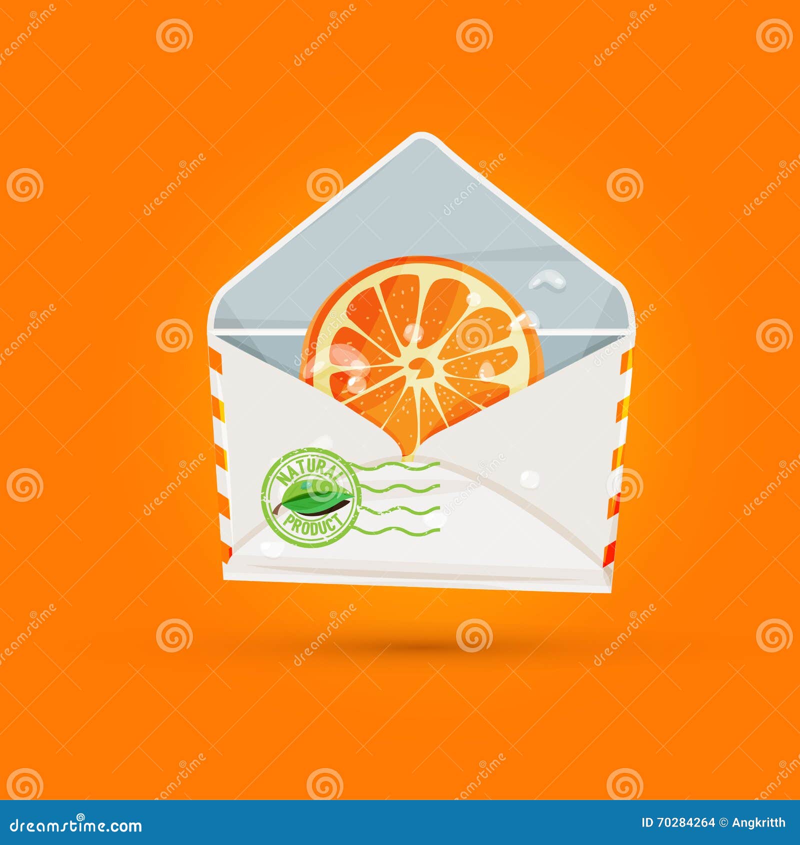 Slice of Orange in Mail Envelope. Send from Nature Concept - Vec Stock ...
