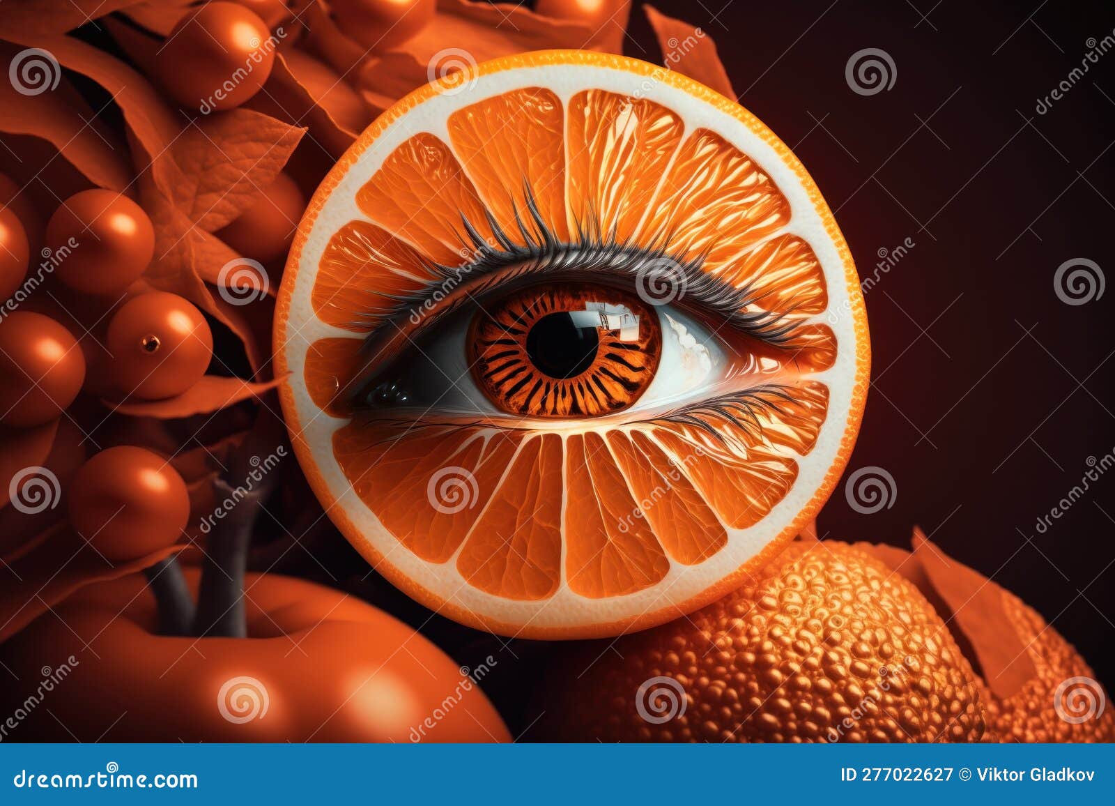 Slice of Orange with People Eye. Generative AI Stock Illustration ...
