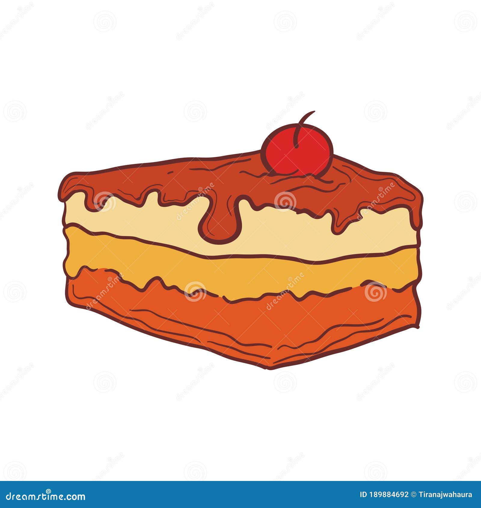 Slice of Pancake with Cherry Vector Illustration Stock Vector ...