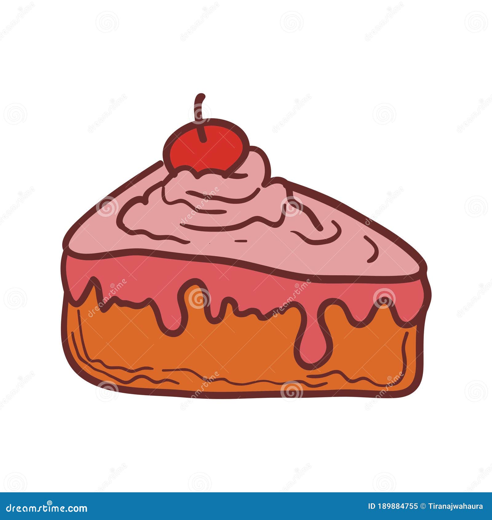 Slice of Pancake with Cherry Vector Illustration Stock Vector ...