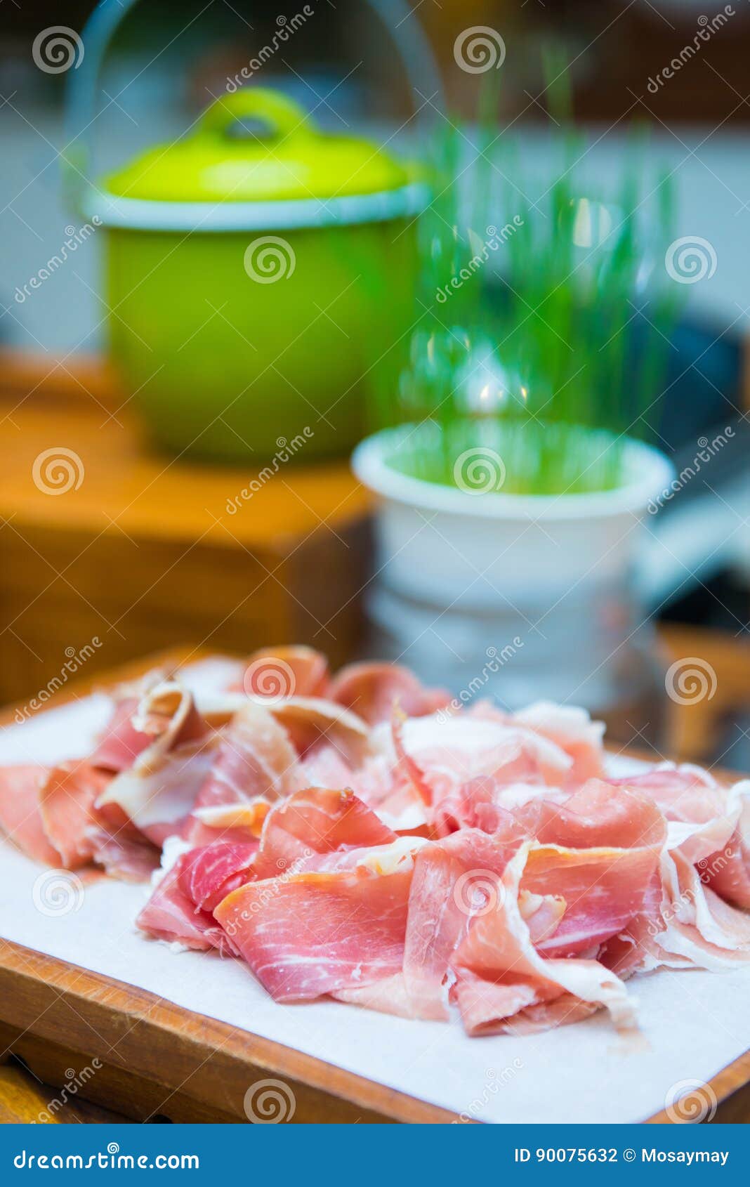 Slice Parma Ham Ready for Eat in Restaurant Stock Photo - Image of ...
