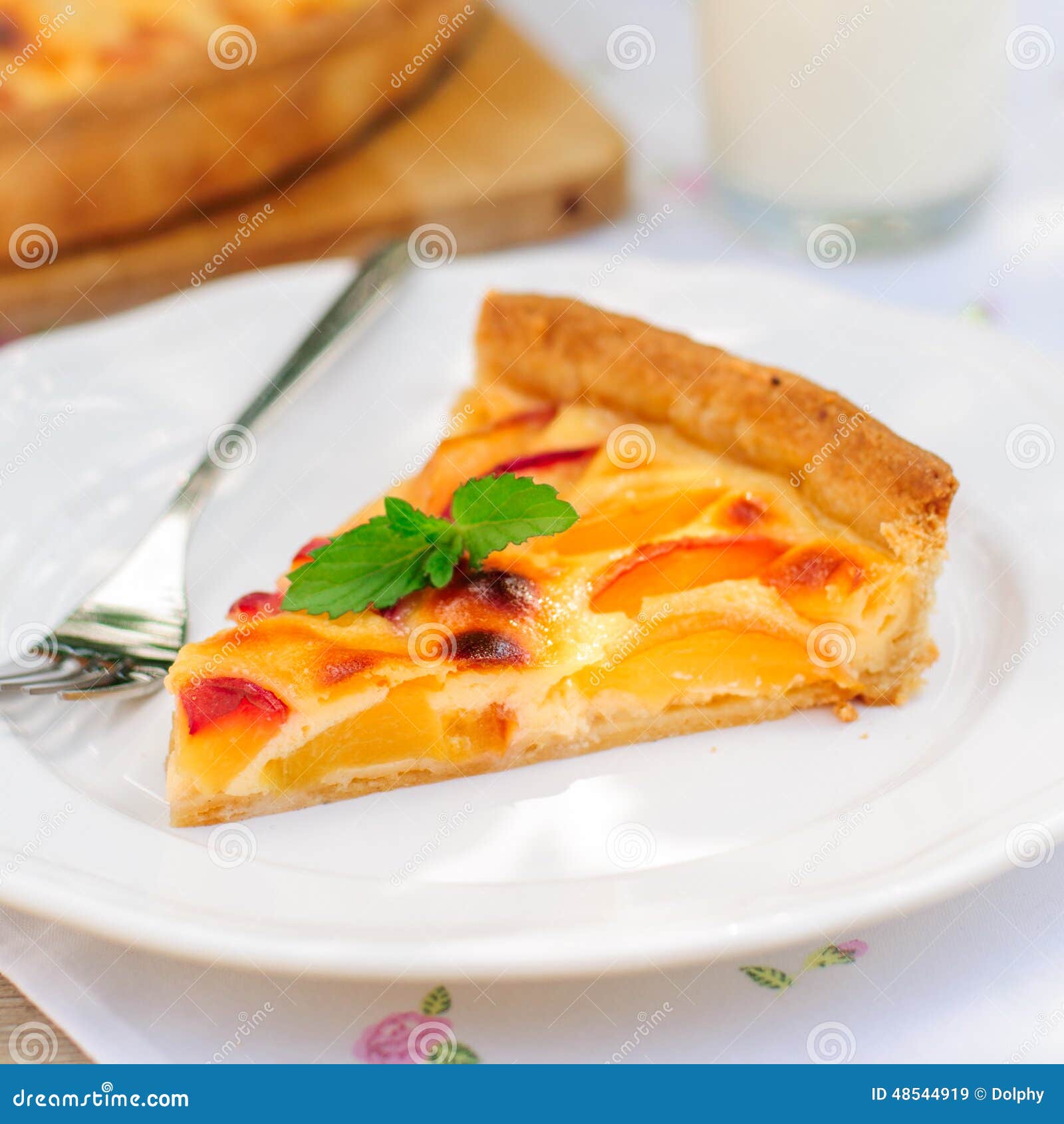 A Slice of Peach Custard Pie Stock Image - Image of flan, orange: 48544919