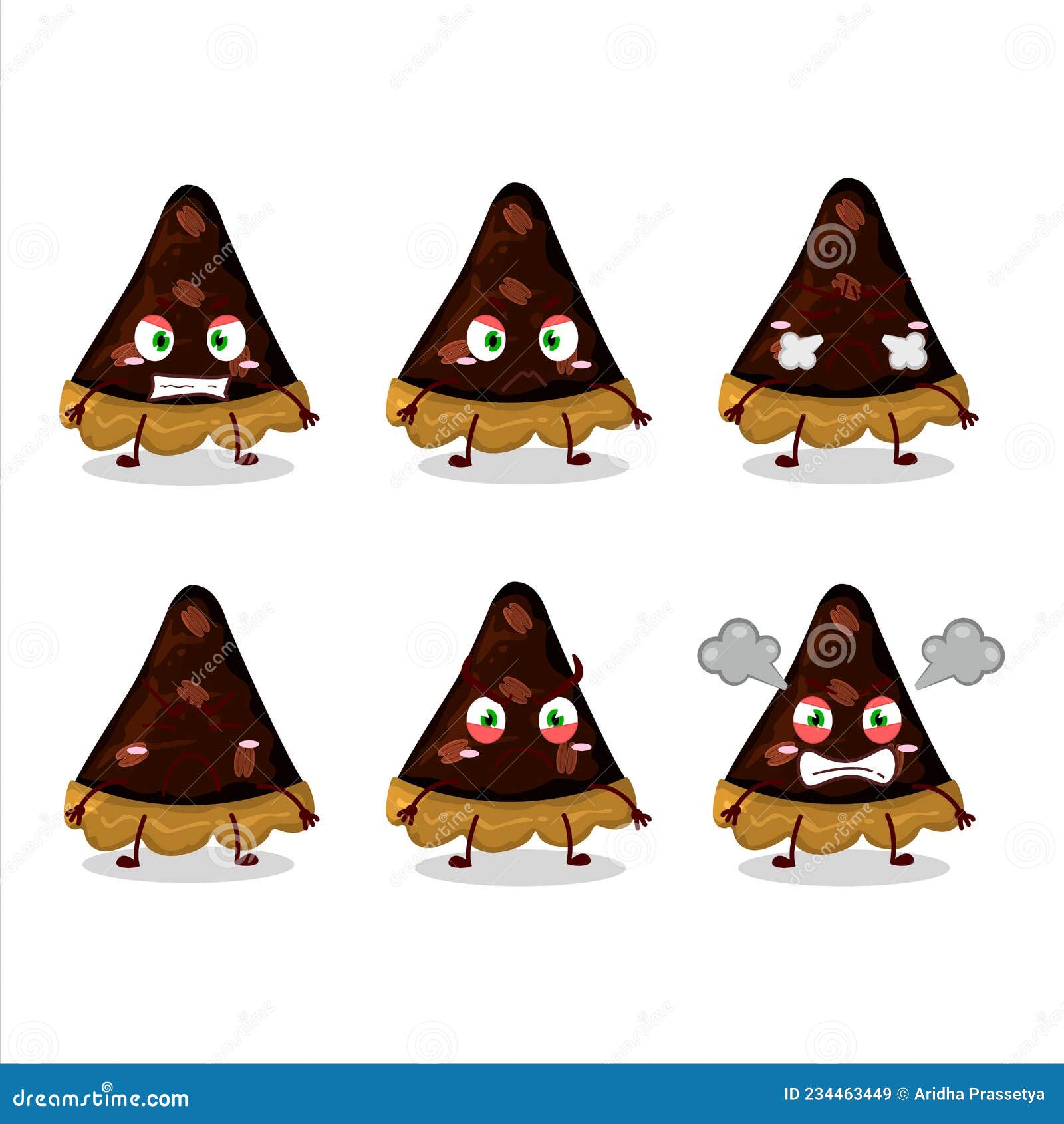 Slice of Pecan Pie Cartoon Character with Various Angry Expressions ...