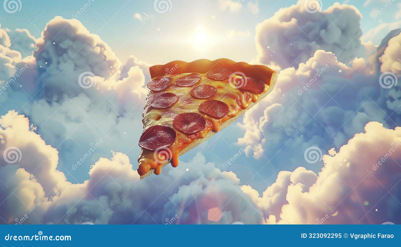 Slice of Pepperoni Pizza Floating in the Sky, Surreal Concept Stock ...
