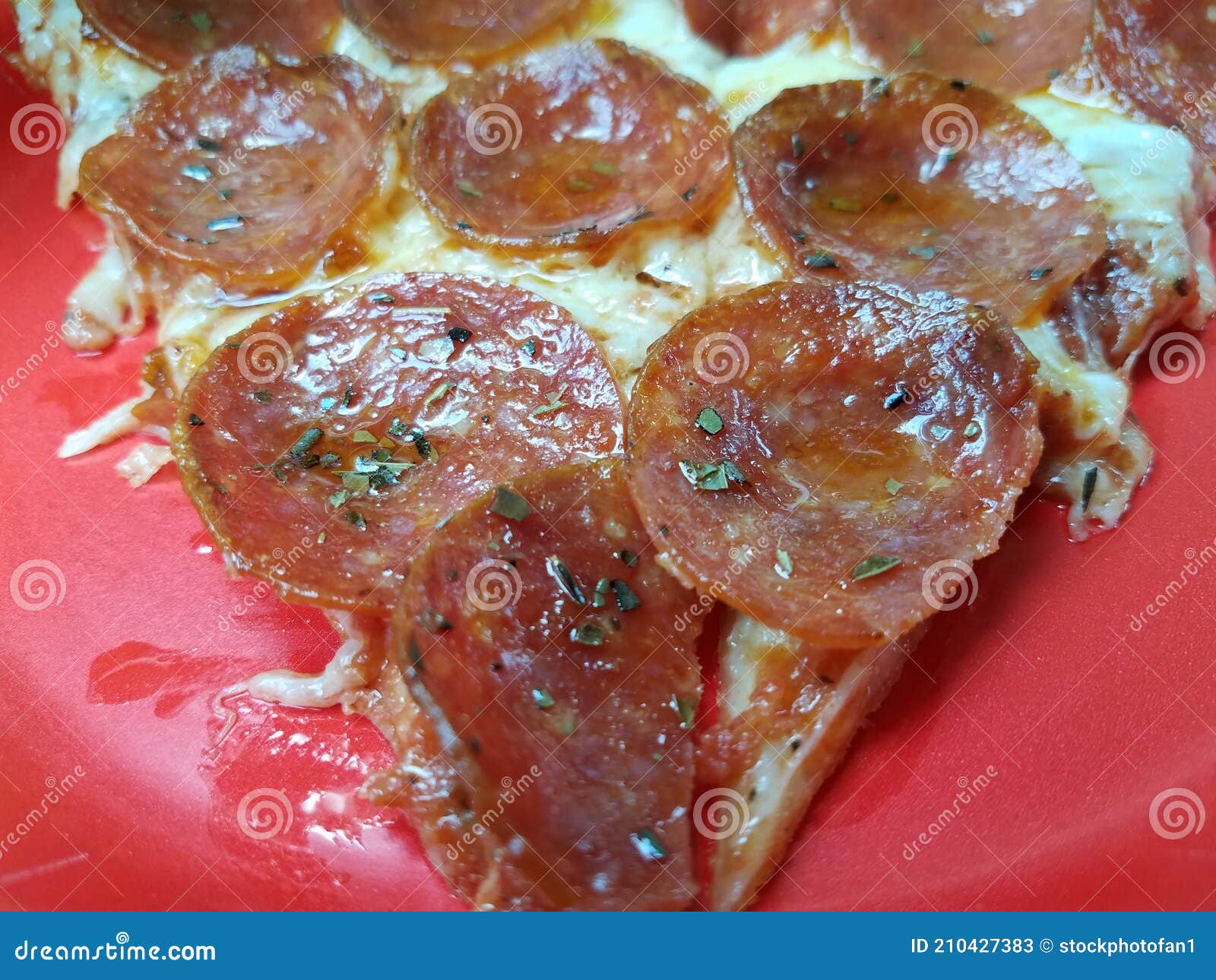 Slice of Pepperoni Pizza with Grease on Plate Stock Image - Image of ...