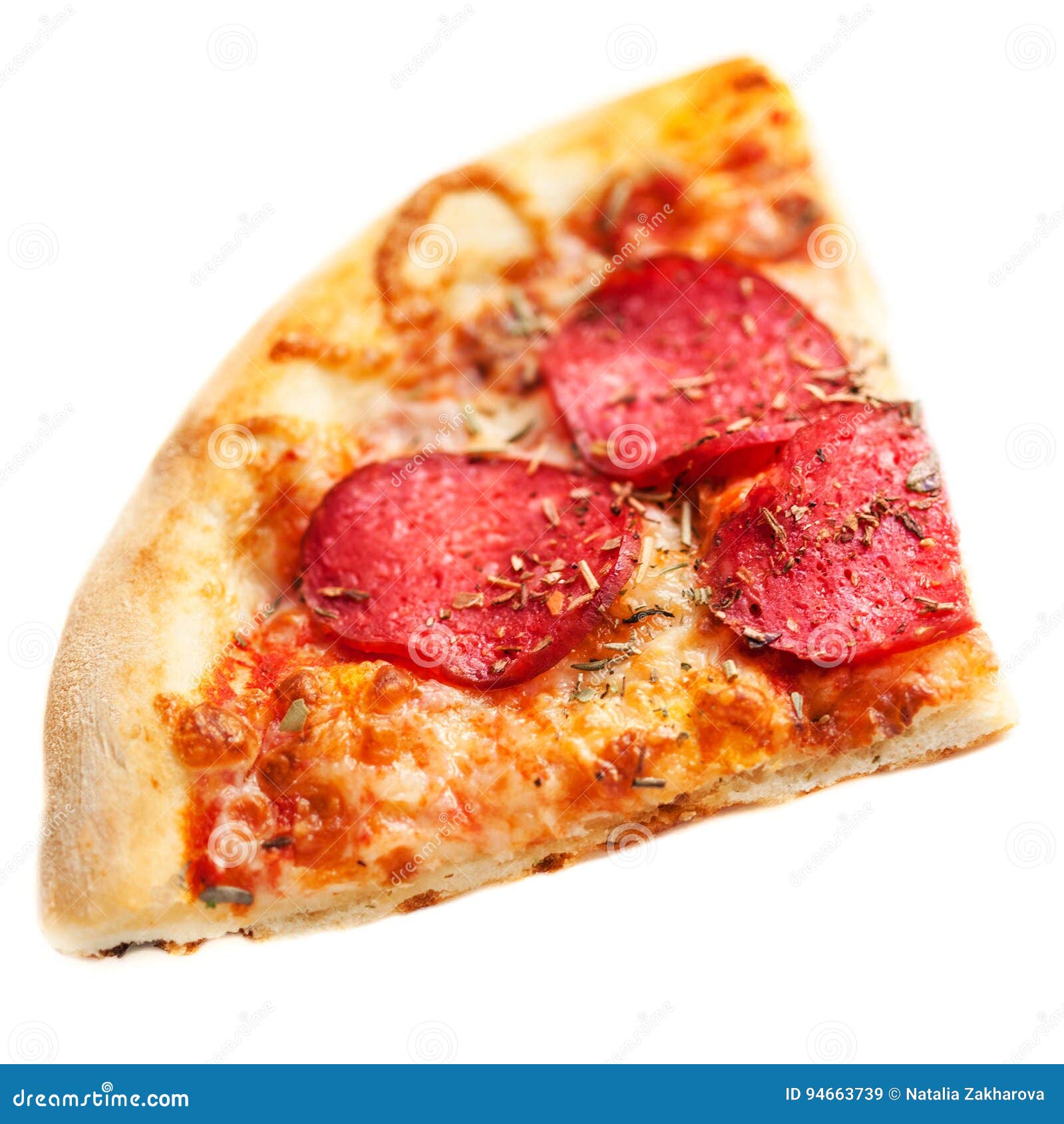 Slice of a Pepperoni Pizza Isolated on White Background, Close U Stock ...