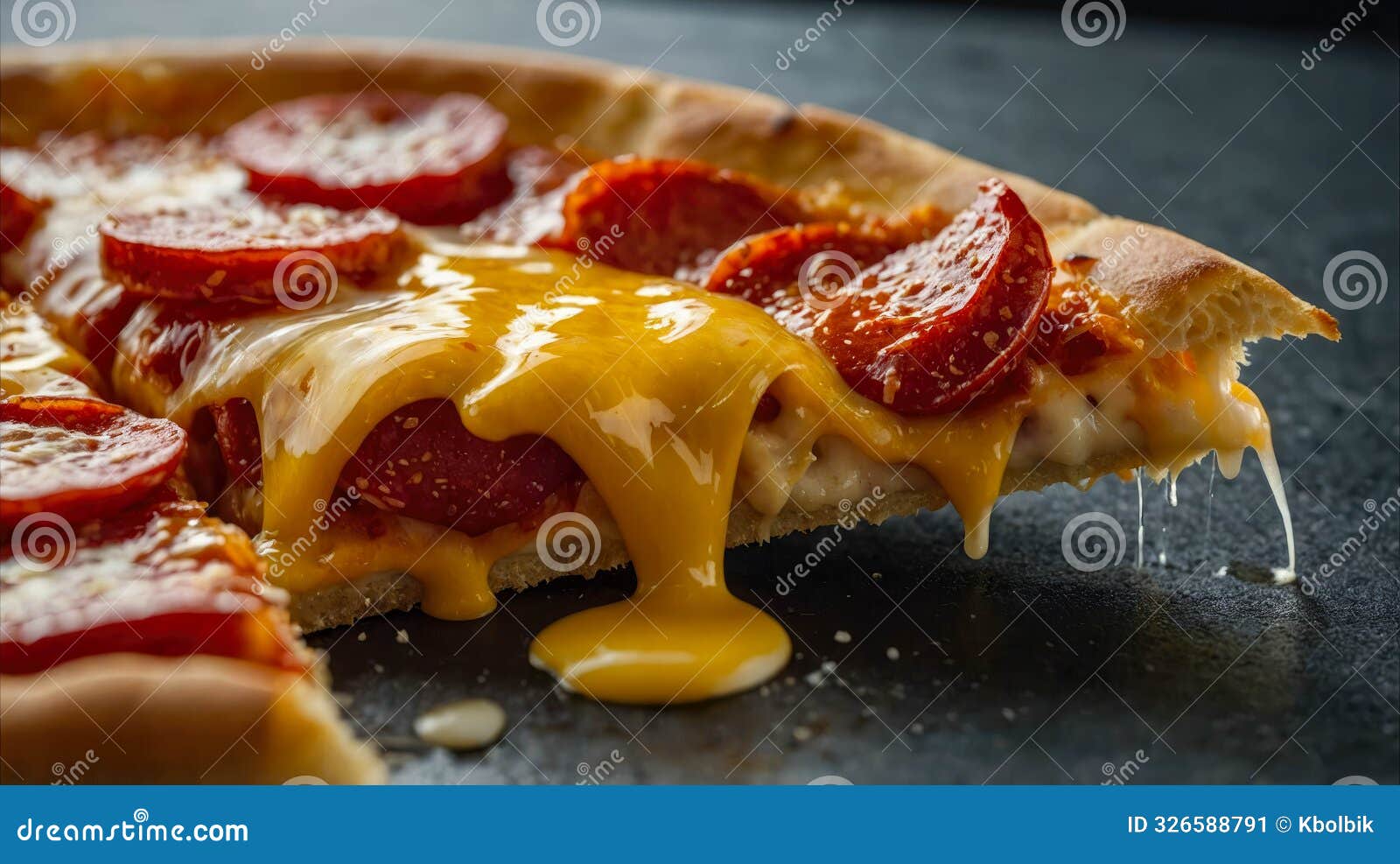 A Slice of Pepperoni Pizza with Melted Cheese Dripping, Showcasing ...