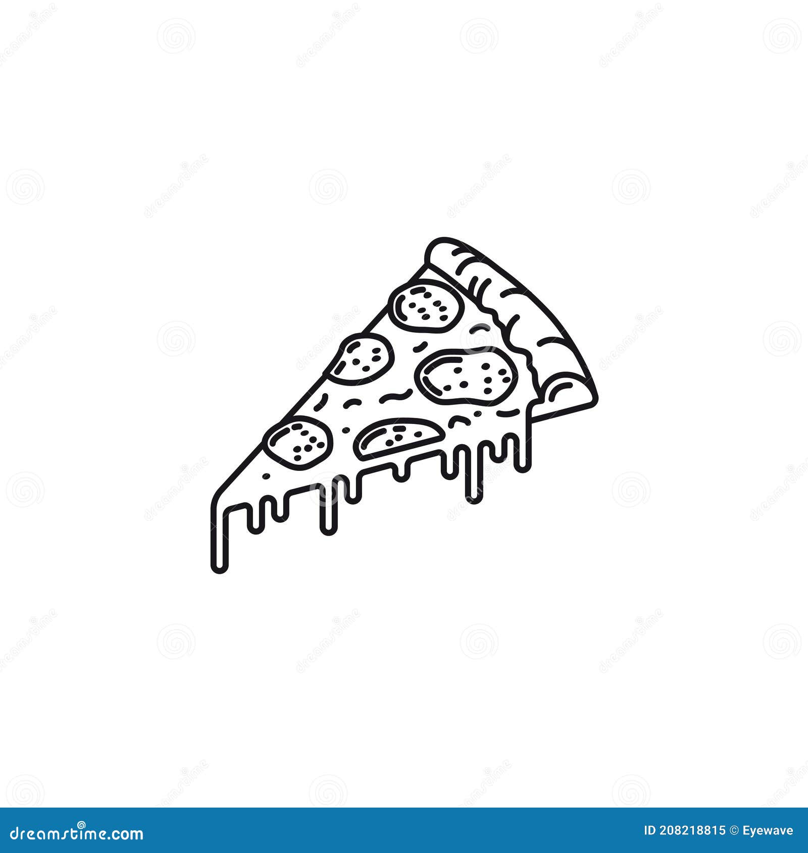 Slice of Pepperoni Pizza Vector Line Icon Stock Vector - Illustration ...
