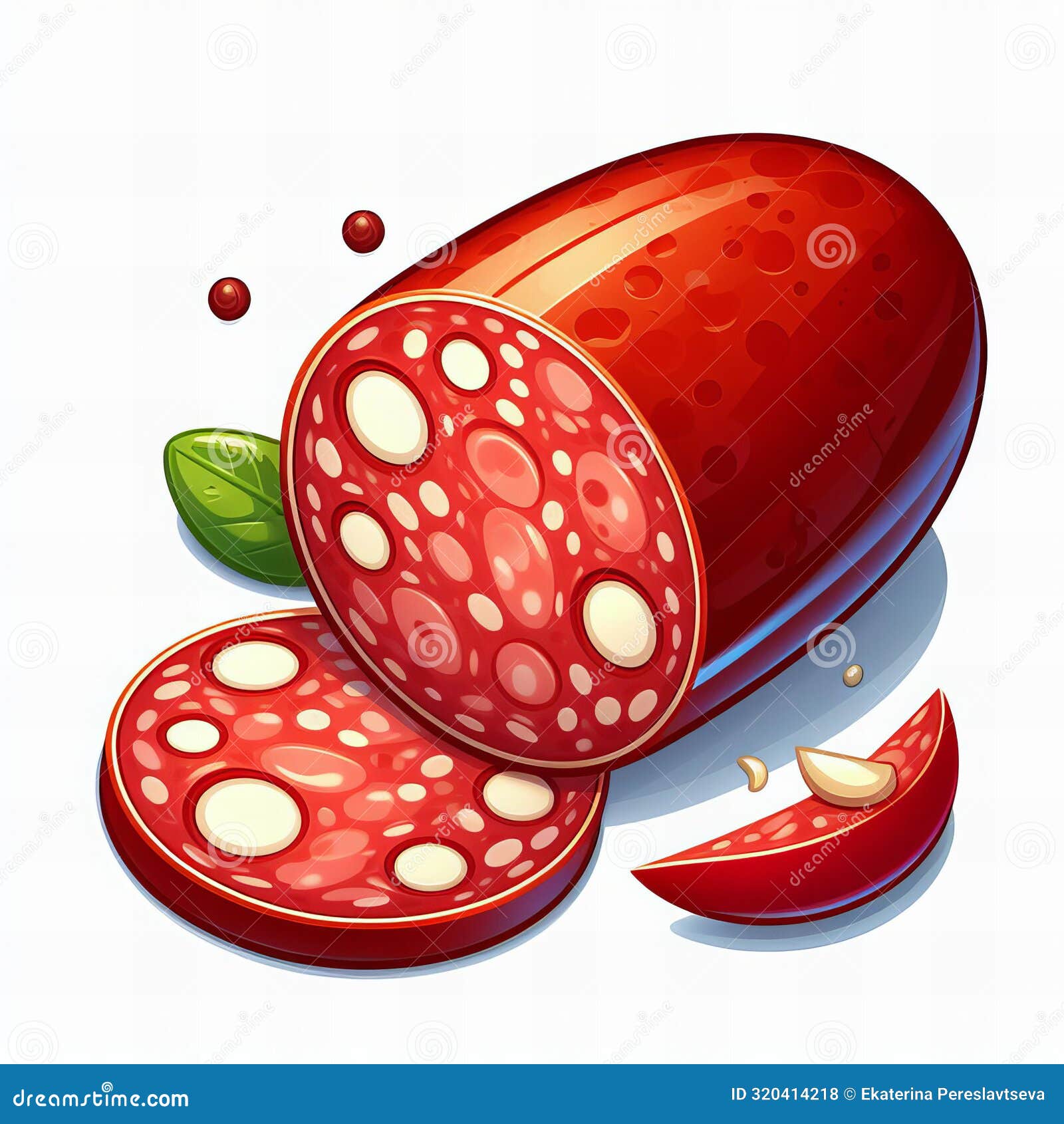 A Slice of Pepperoni is Shown on a White Background Stock Photo - Image ...
