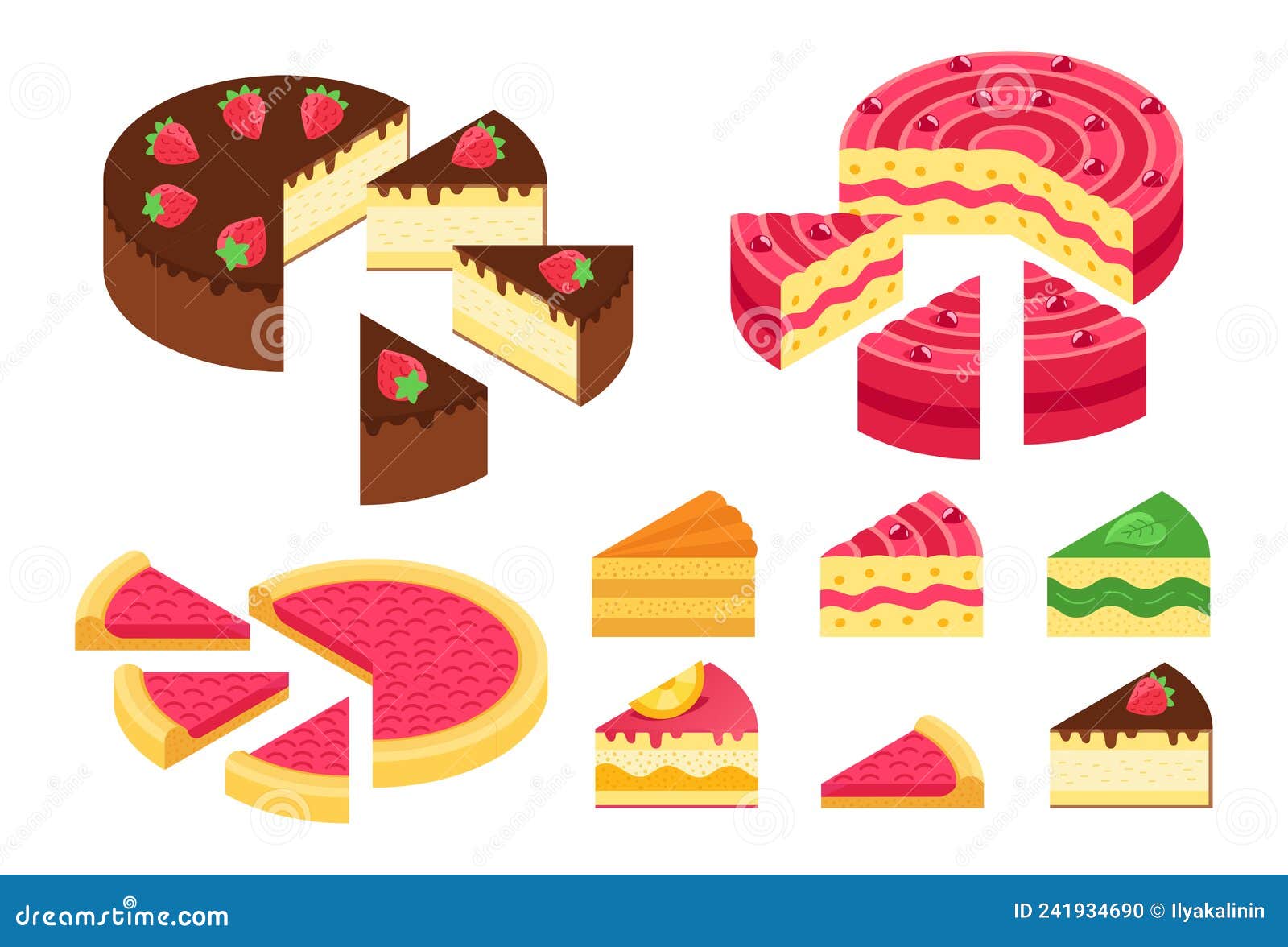 Pieces Of Pie Cake Infographics. Cut Whole Cake And Its Slice Parts ...