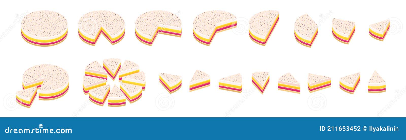 Pieces Of Pink Cake Infographics. The Whole Cake And Its Parts. Jam ...