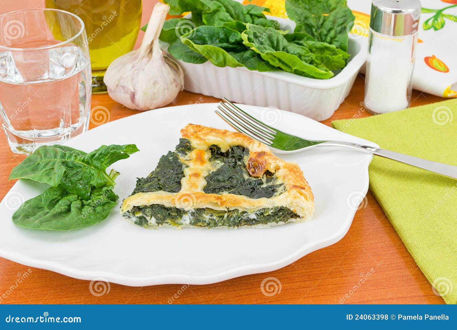 Slice of pie with spinach stock photo. Image of spinach - 24063398