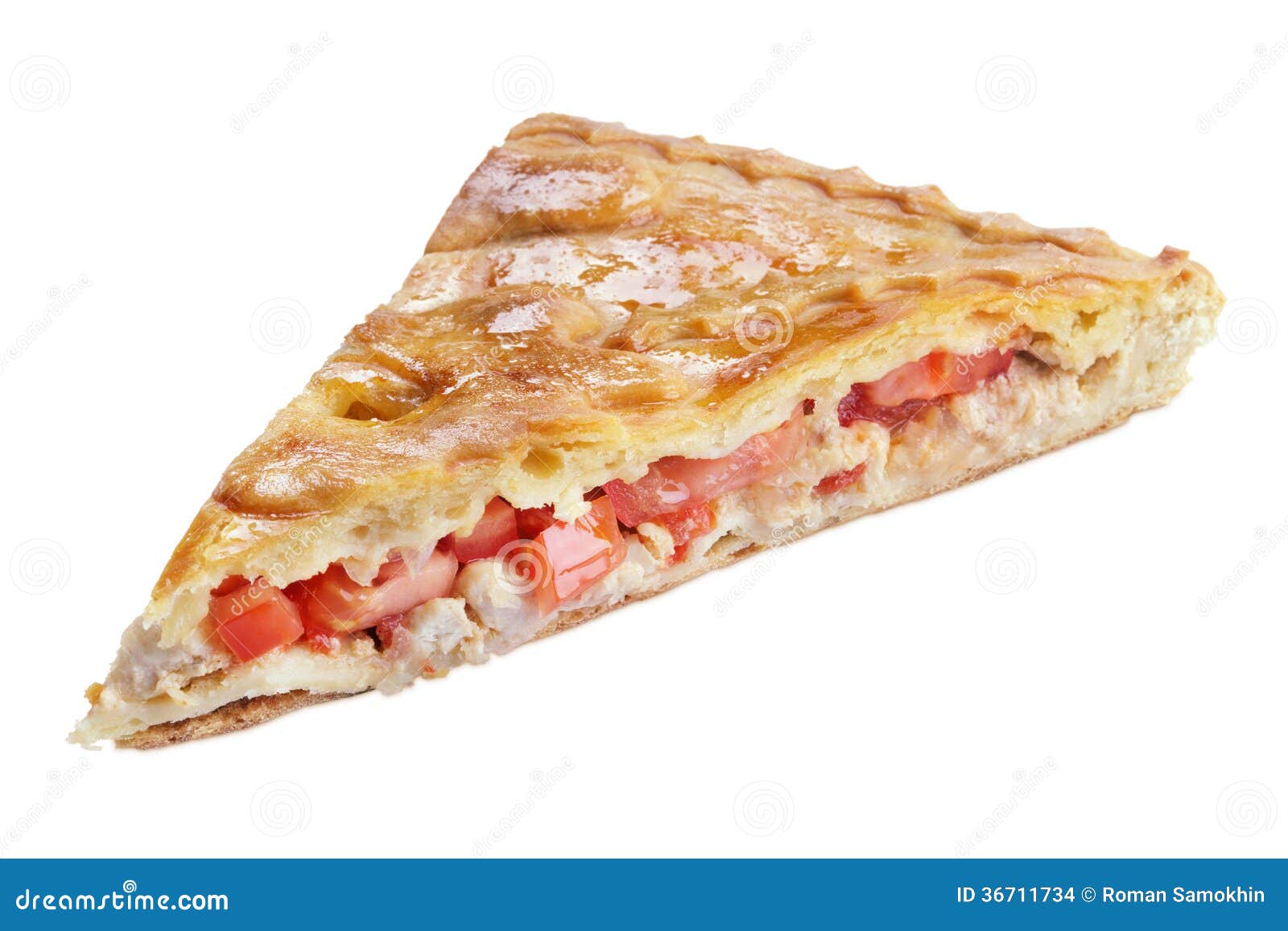 Slice of Pie with Tomato and Chicken Stock Photo - Image of slice ...