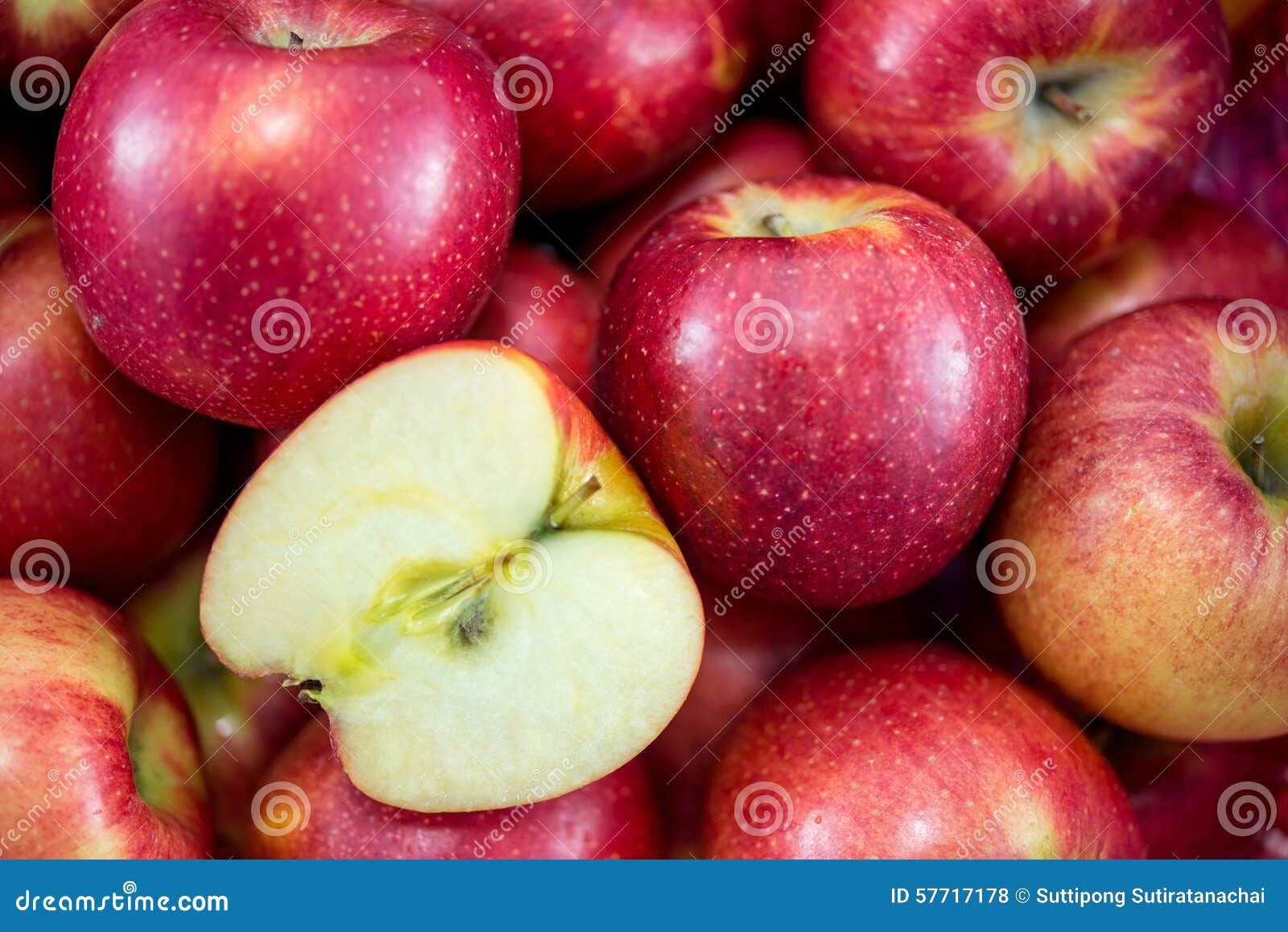 Slice Piece of Apple with Group of Red Apples Stock Photo - Image of ...