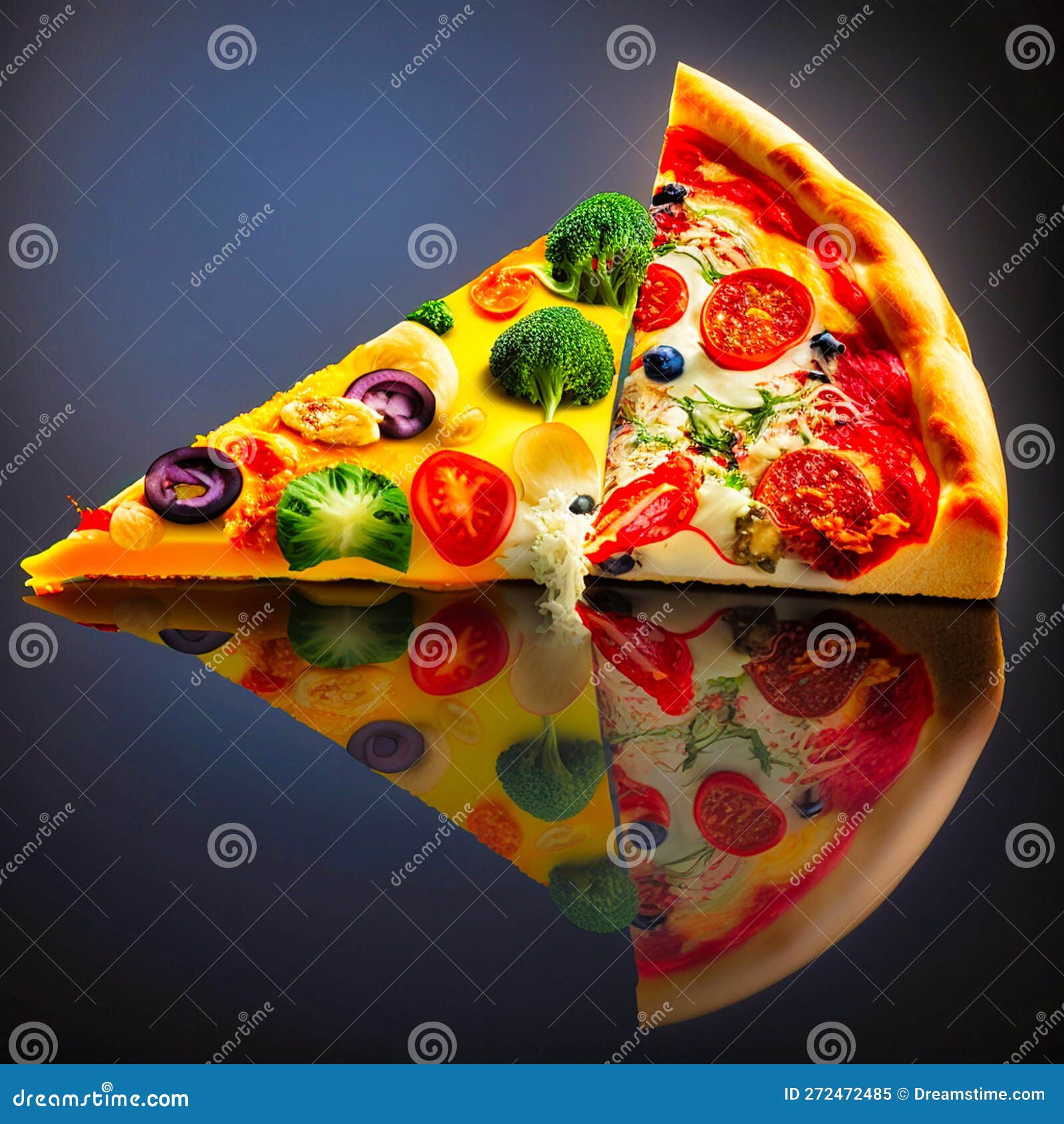 A Slice of Pizza with Different Toppings, Generative AI Stock ...