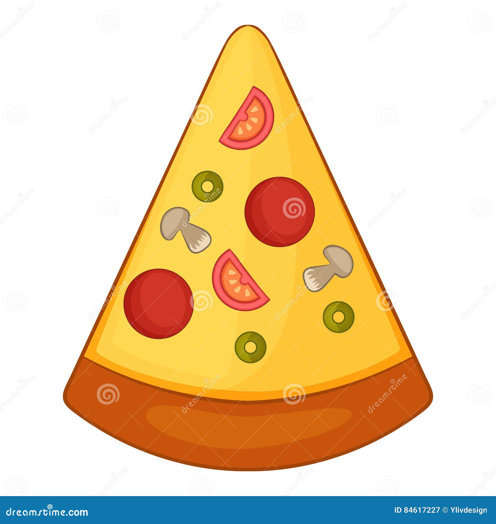 Slice of Pizza Icon, Cartoon Style Stock Vector - Illustration of baked ...